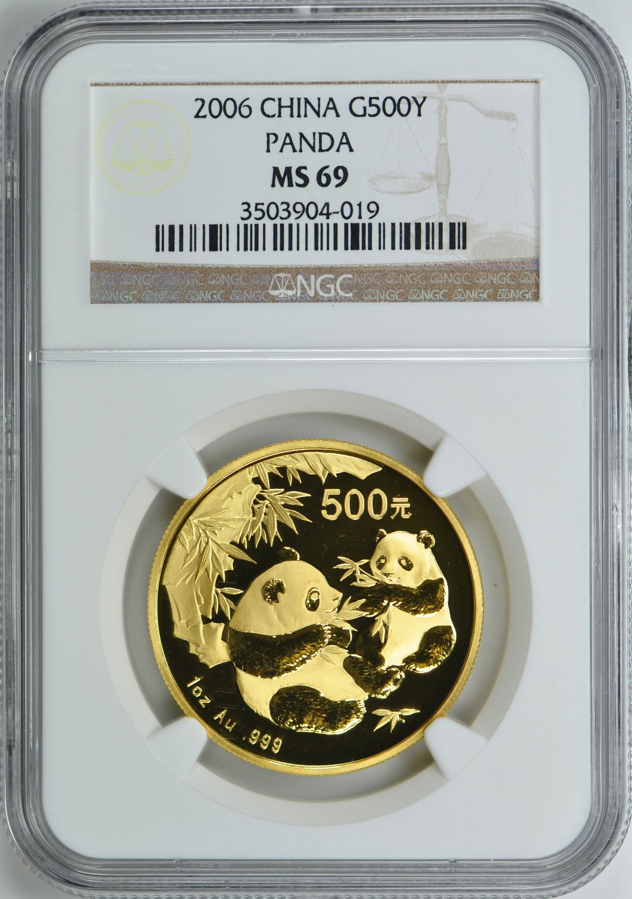 China 2006 Gold 500 Yuan Panda NGC MS-69 (AGW 1.00 oz.) | NGC Cert #3503904-019 ...
