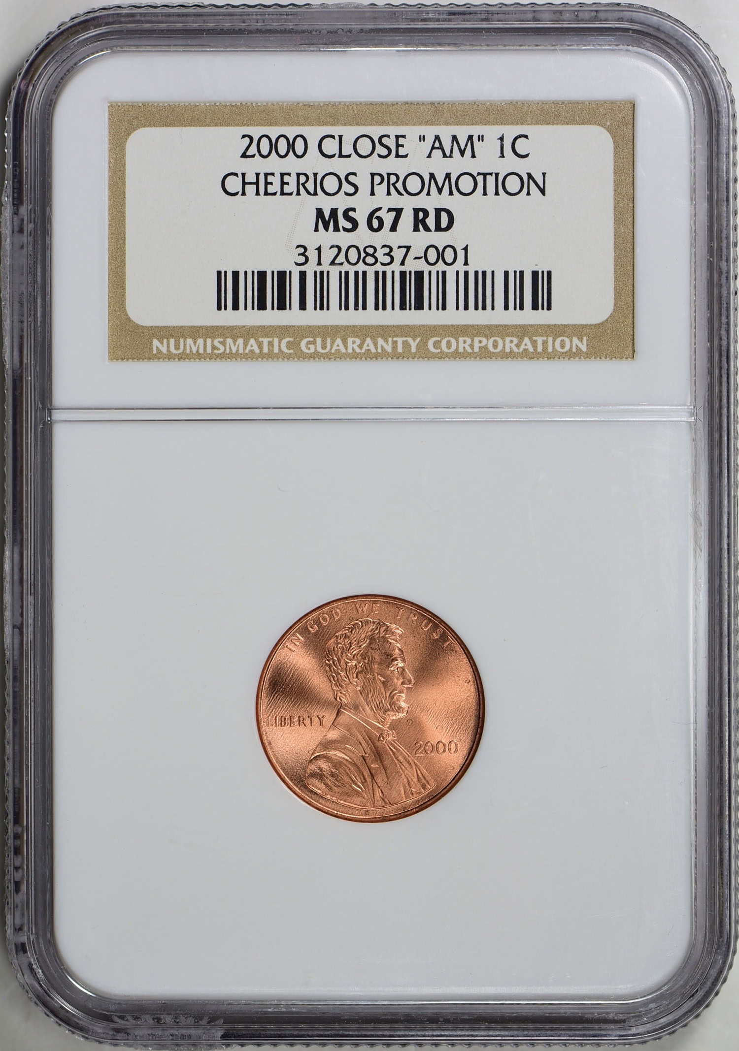 2000 Lincoln Cent Close AM Cheerios Promotion NGC MS-67 RD (Item 427463 ...