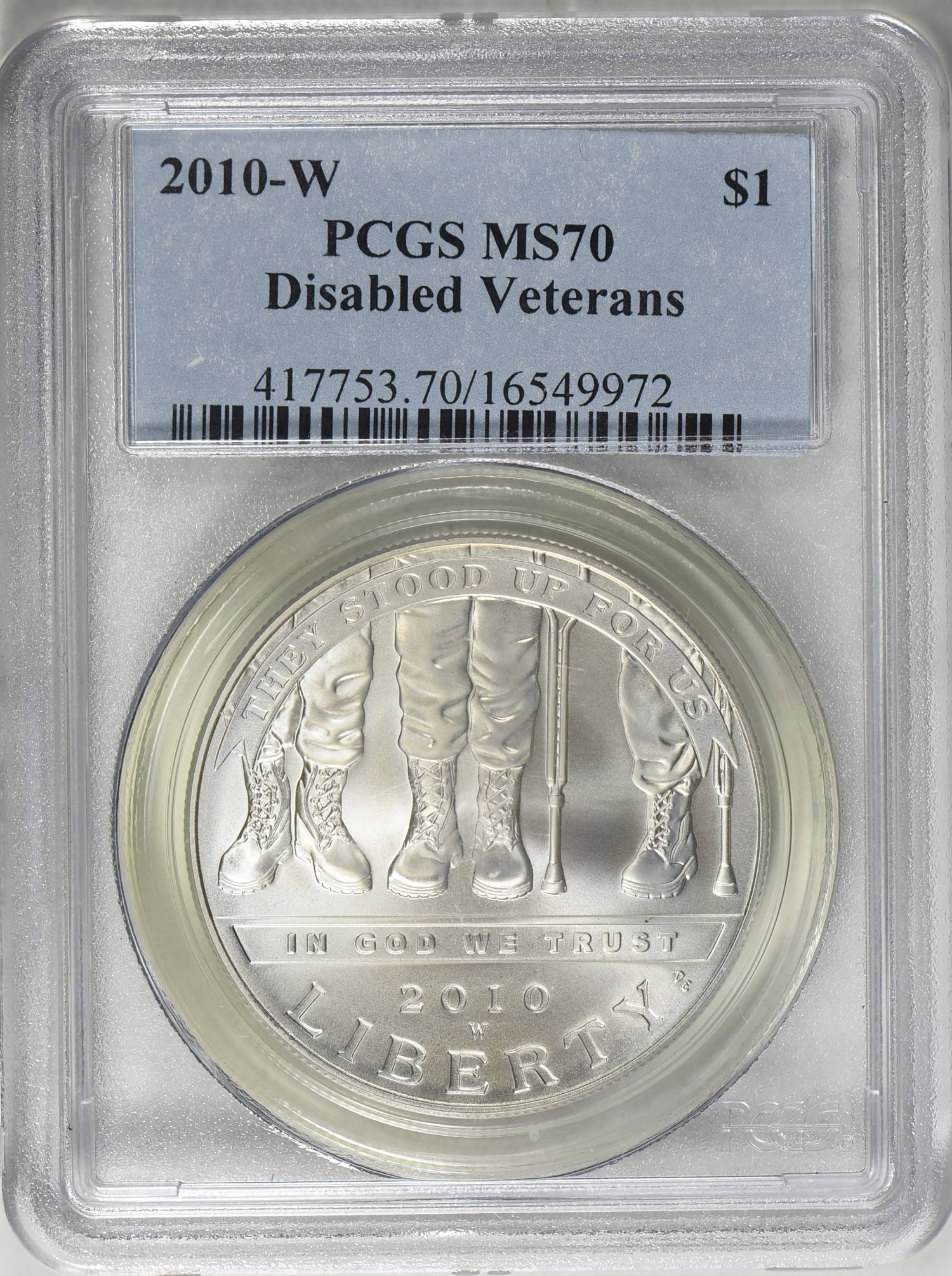 2010-W American Veterans Disabled for Life Silver Dollar PCGS MS-70 ...