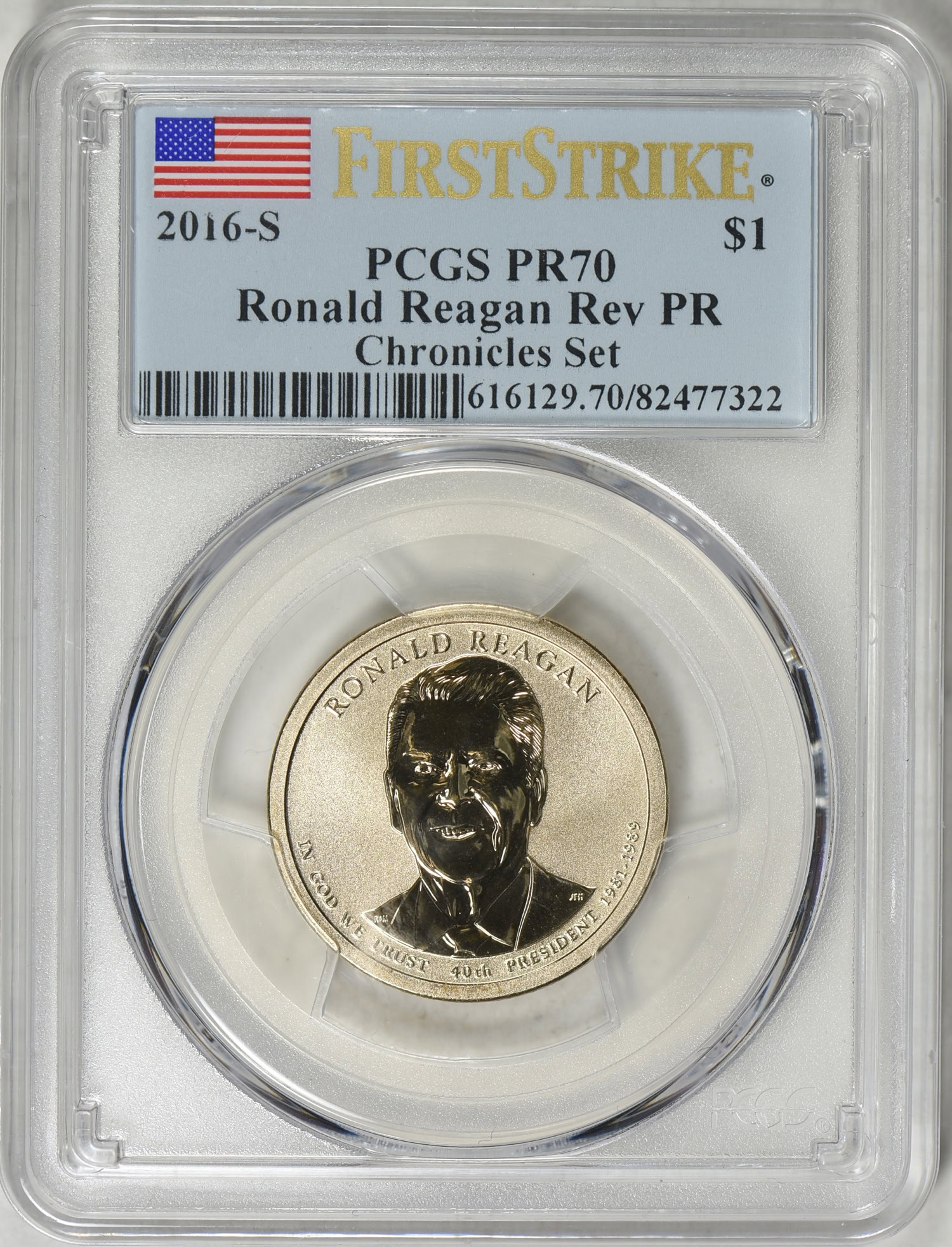2016-S Presidential Dollar Ronald Reagan Reverse Proof First Strike ...