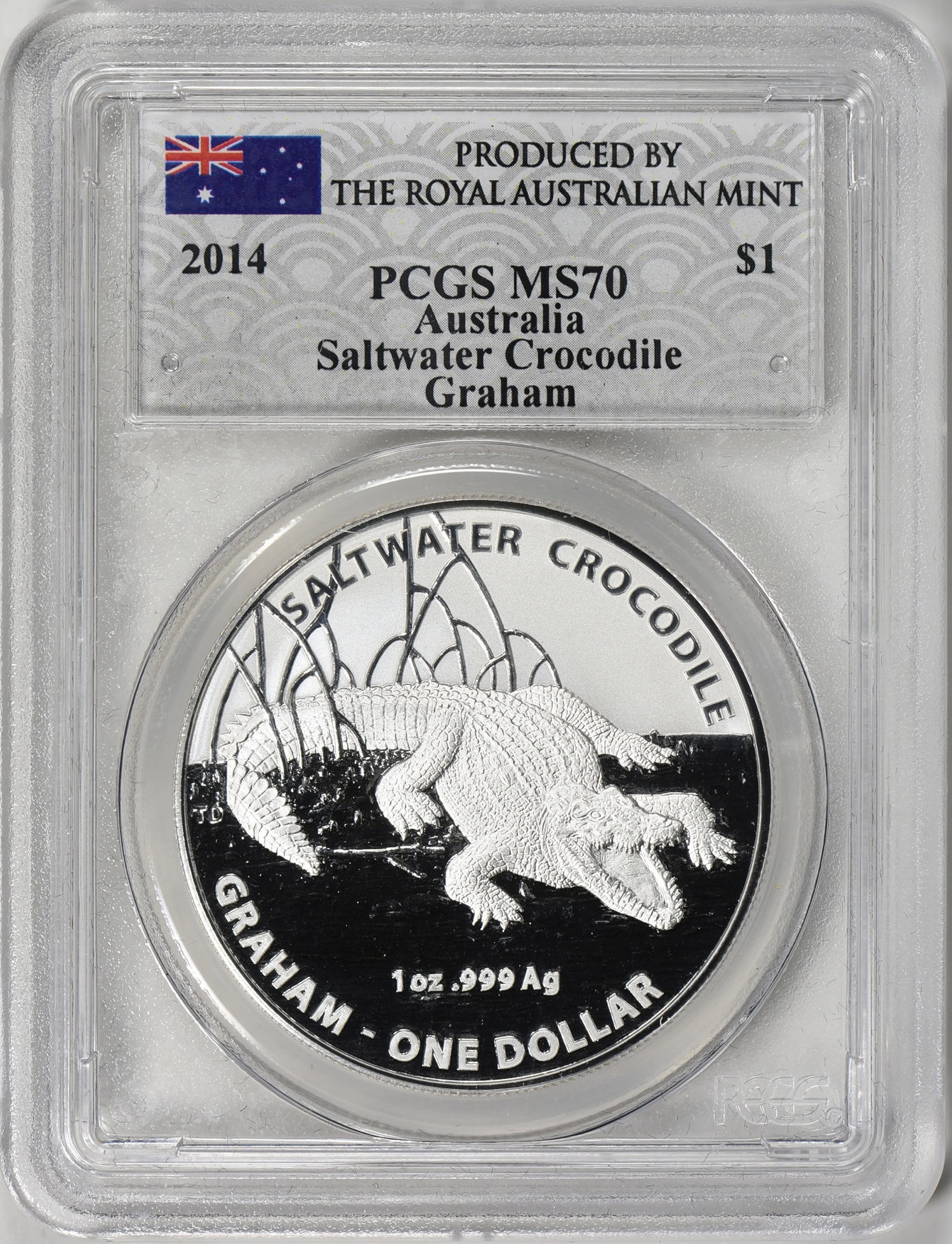 Australia 2014 S$1 Silver Saltwater Crocodile Graham PCGS MS-70 (Item ...