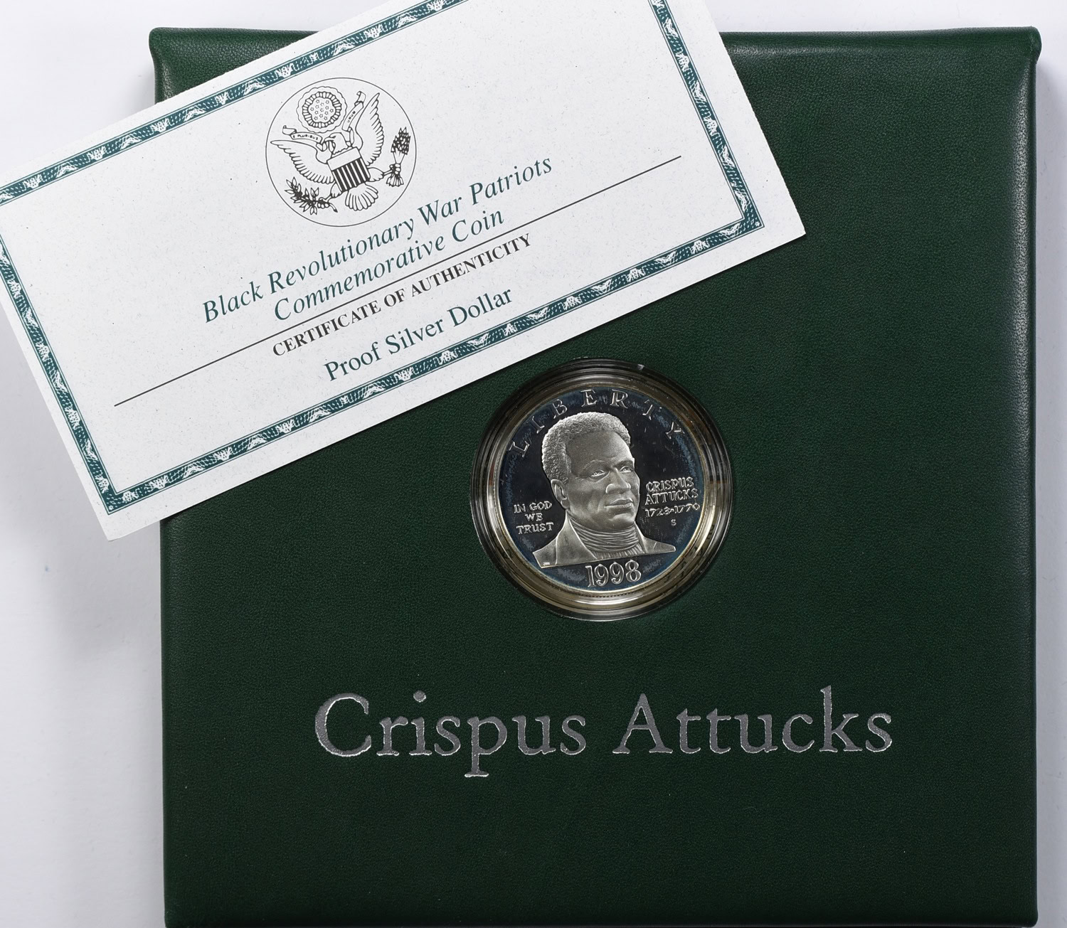 1998-S Black Revolutionary War Patriots Crispus Attucks Silver Proof ...