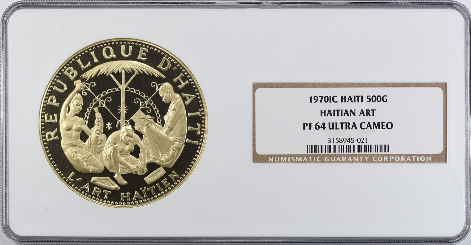 Haiti 1970-IC Gold 500 Gourdes Haitian Art NGC Proof-64 UC (AGW = 2.857 ...
