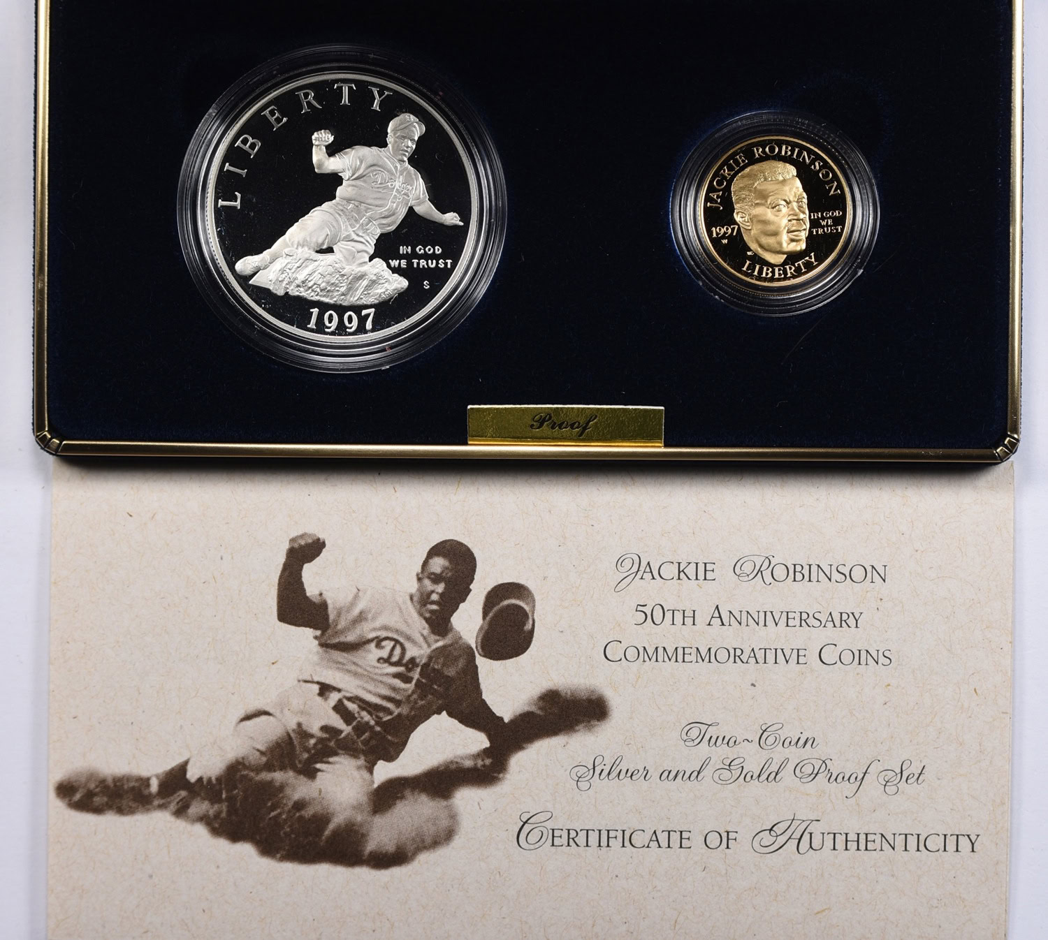 1997 Jackie Robinson Gold $5 and Silver Dollar Set Proof Uncertified in ...