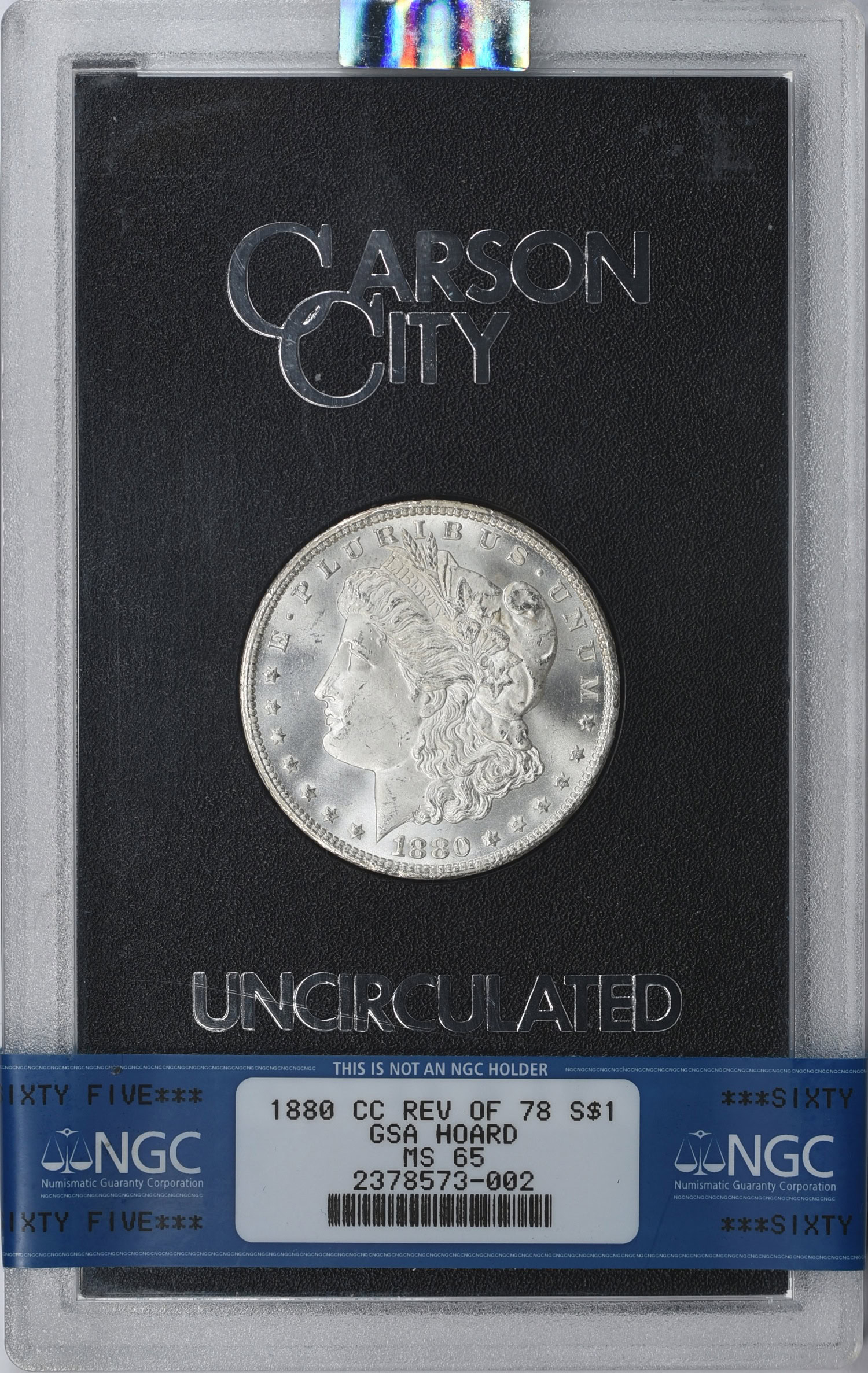 1880-CC Morgan Silver Dollar Reverse of 1878 NGC MS-65 GSA Holder (With GSA Box and Numbered ...