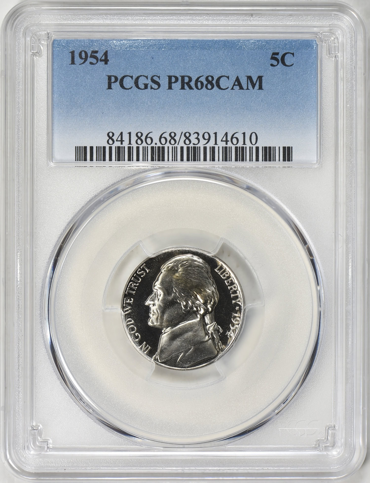 1954 Jefferson Nickel PCGS Proof-68 CAMEO (Item 457002) | GreatCollections Coin Auctions