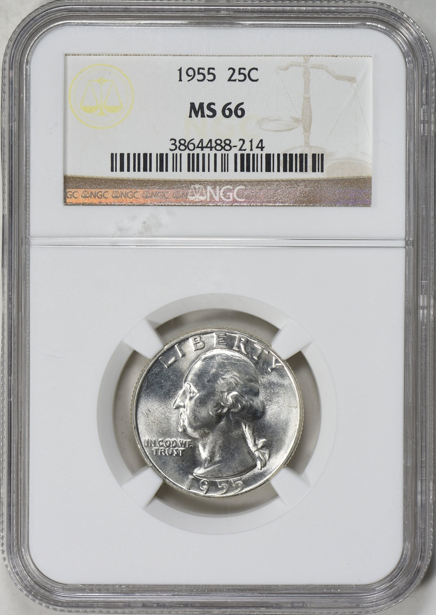 1955, 1955-D, 1956 and 1957 Washington Quarter NGC MS-65/66 (4 Coins ...