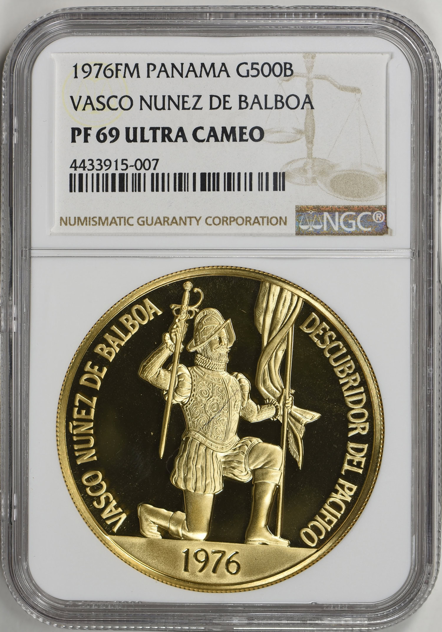 Panama 1976-FM Gold 500 Balboas 500th Anniversary of the Birth of Vasco ...