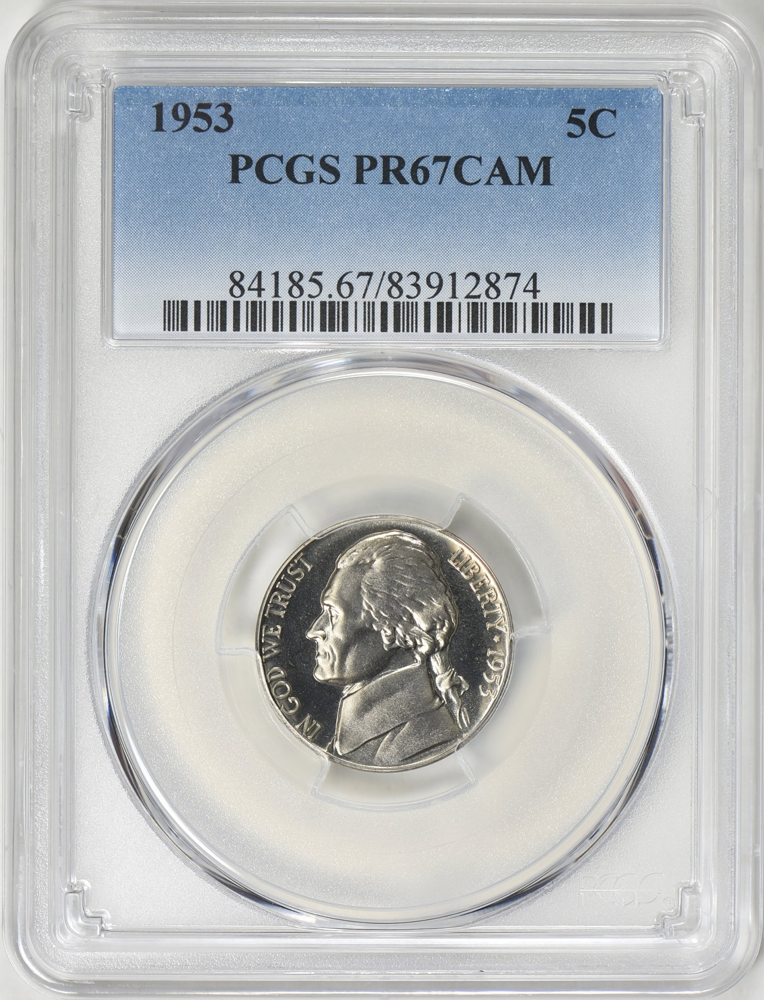 1953 Jefferson Nickel PCGS Proof-67 CAMEO (Item 469291) | GreatCollections Coin Auctions