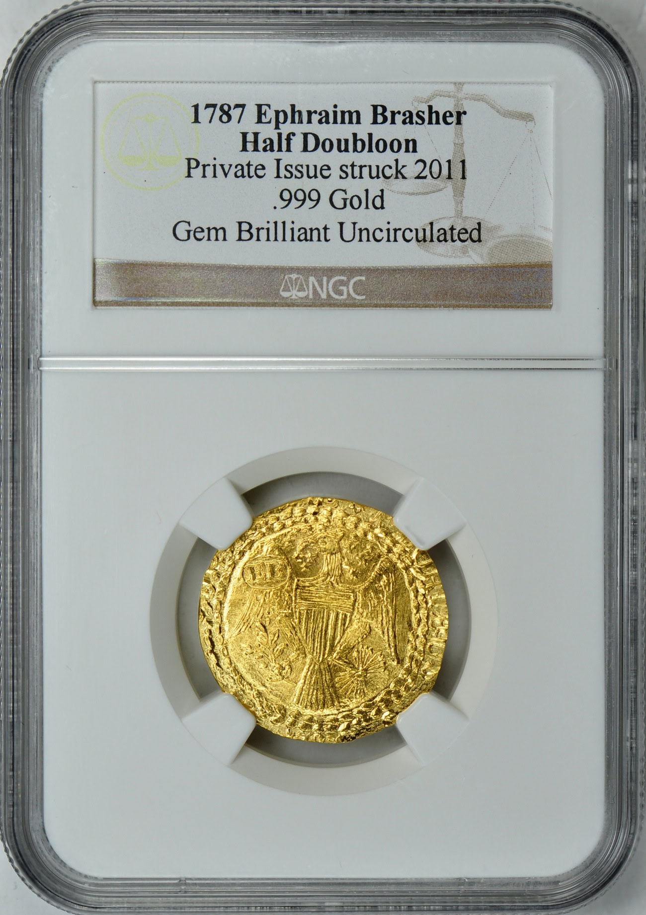 1787 Ephraim Brasher Gold Half Doubloon NGC Gem Brilliant Uncirculated ...