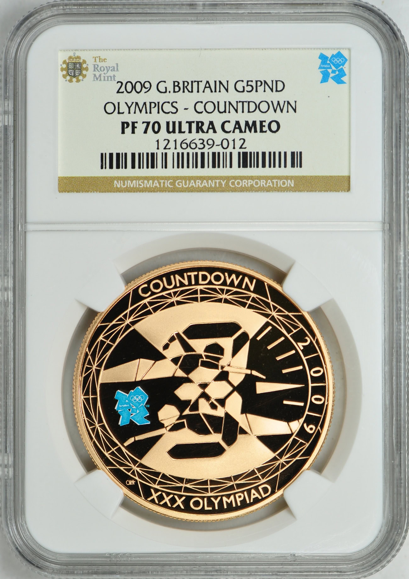 Great Britain 2009 Gold 5 Pounds Olympics Countdown NGC Proof-70 UC ...