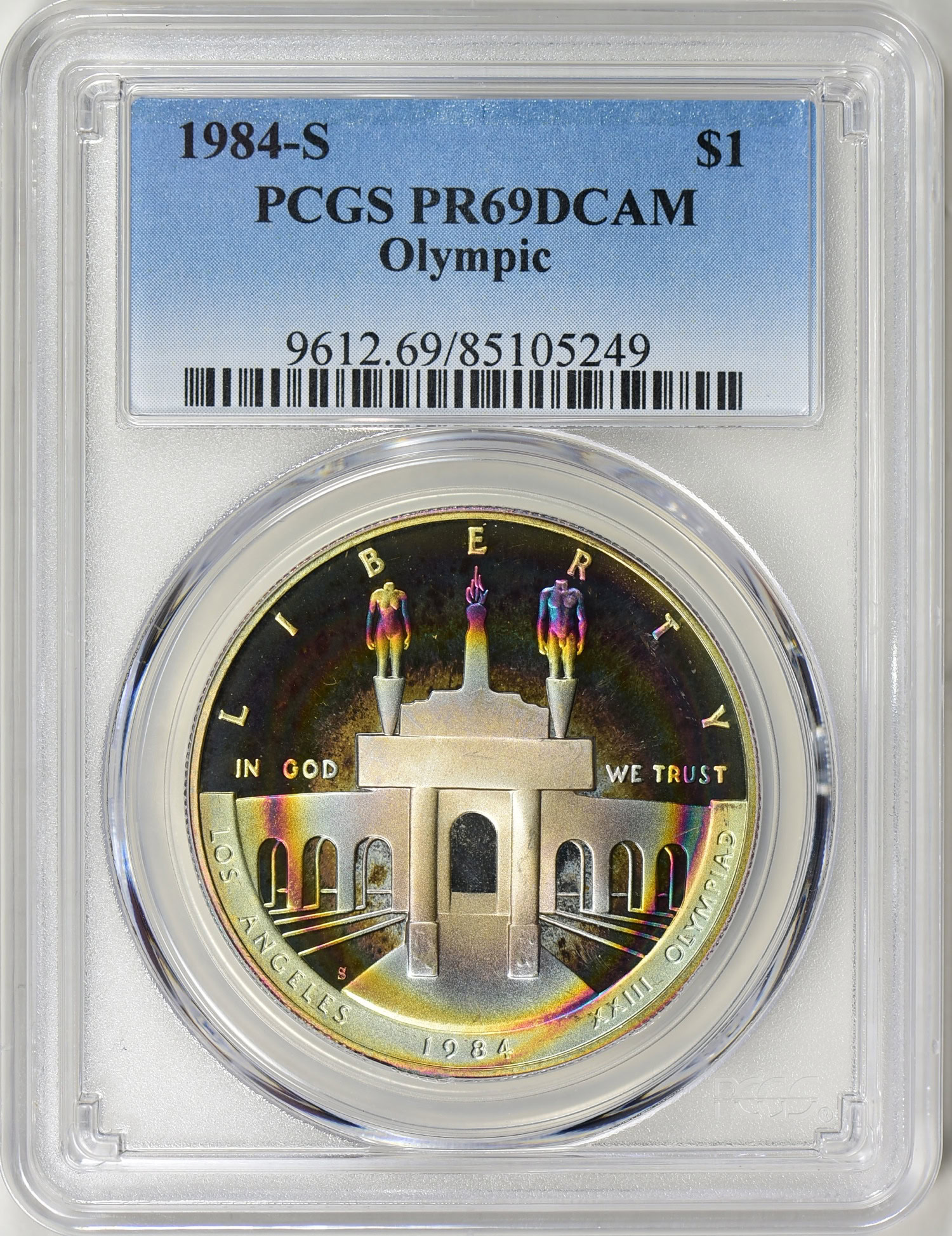 1984-S Los Angeles XXIII Olympiad Coliseum Silver Dollar PCGS Proof-69 ...