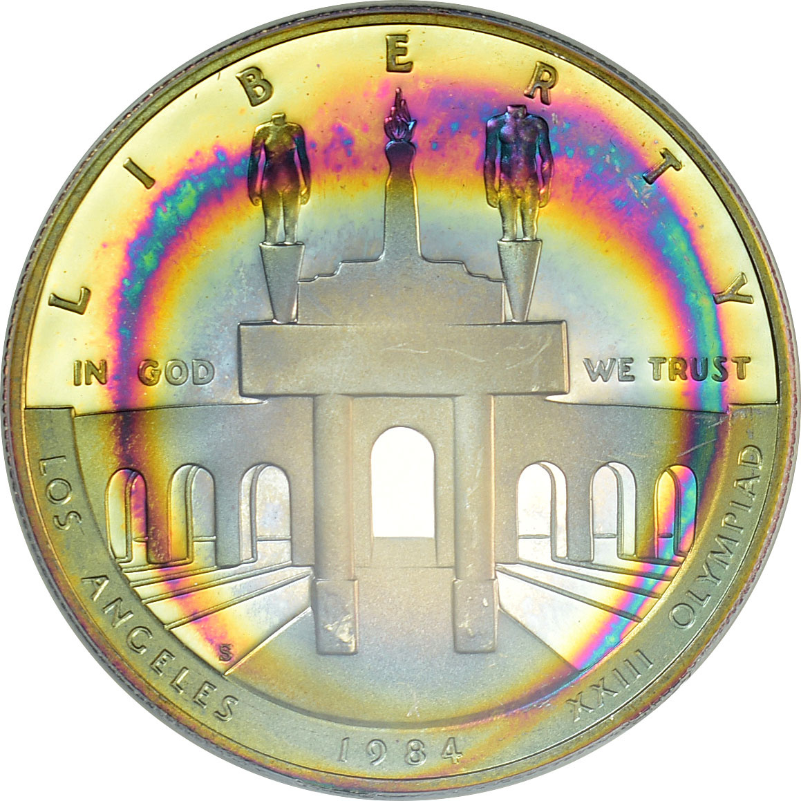 1984-S Los Angeles XXIII Olympiad Coliseum Silver Dollar PCGS Proof-69 ...