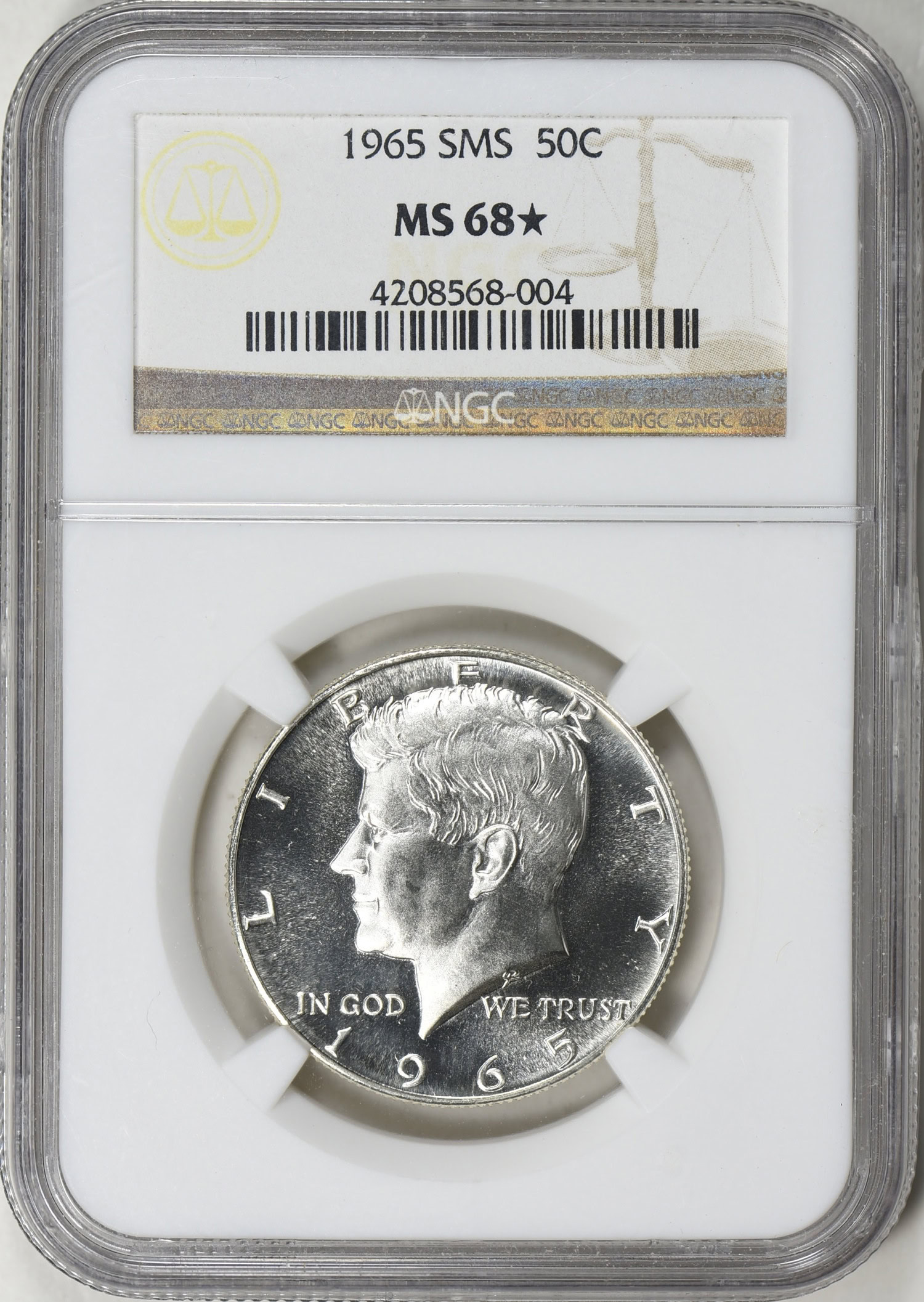1965 Kennedy Half Dollar SMS NGC MS-68 ★ (Item 505965) | GreatCollections Coin Auctions