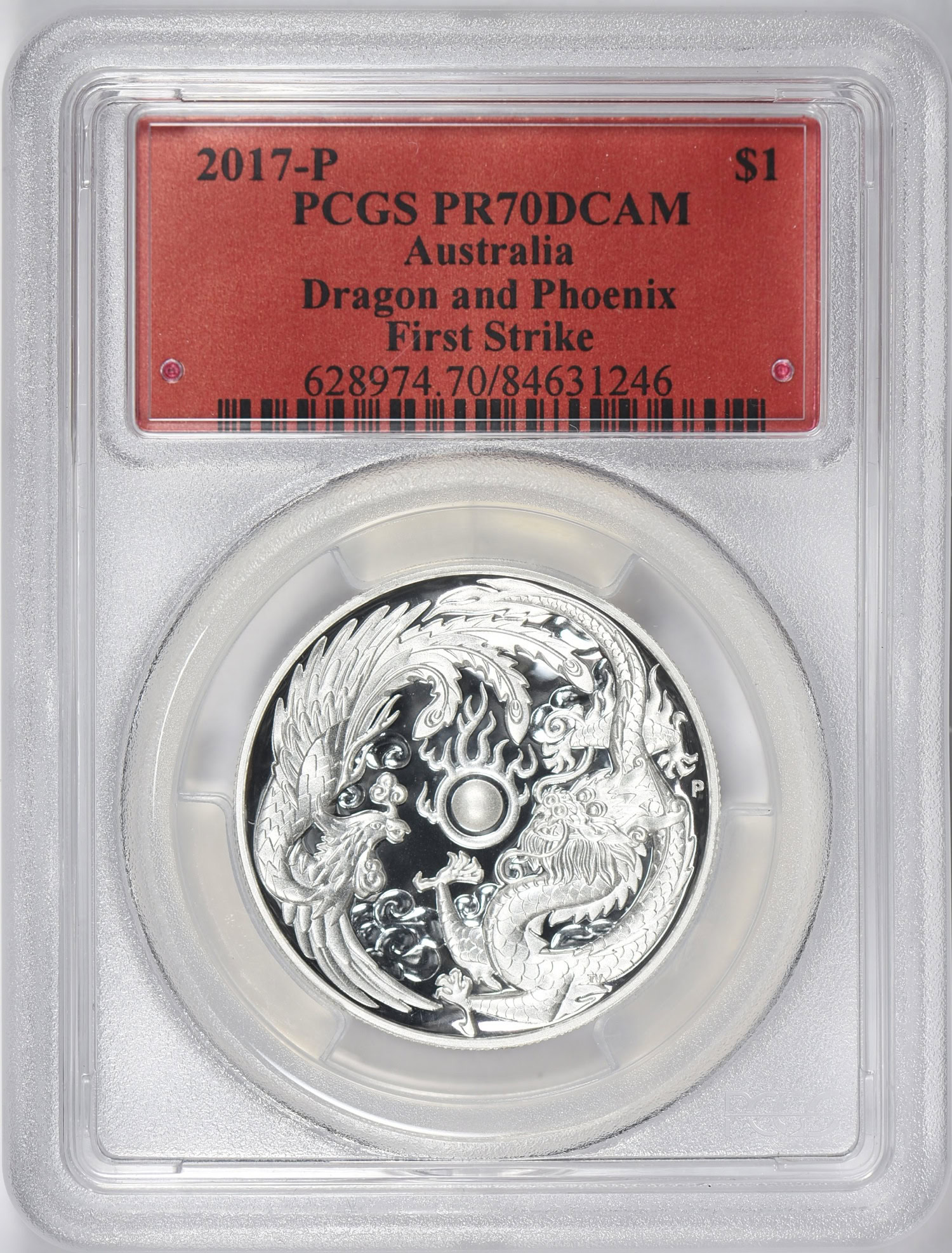 Australia 2017-P S$1 Silver Dragon and Phoenix First Strike High Relief ...