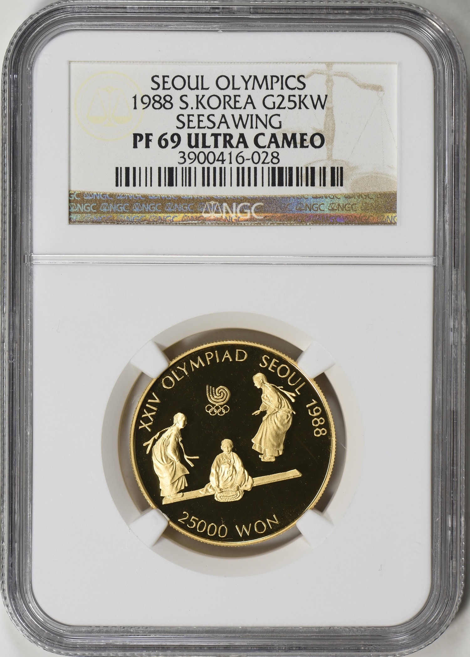 South Korea 1988 Gold 25000 Won Gold Seoul Olympics - Seesawing NGC ...