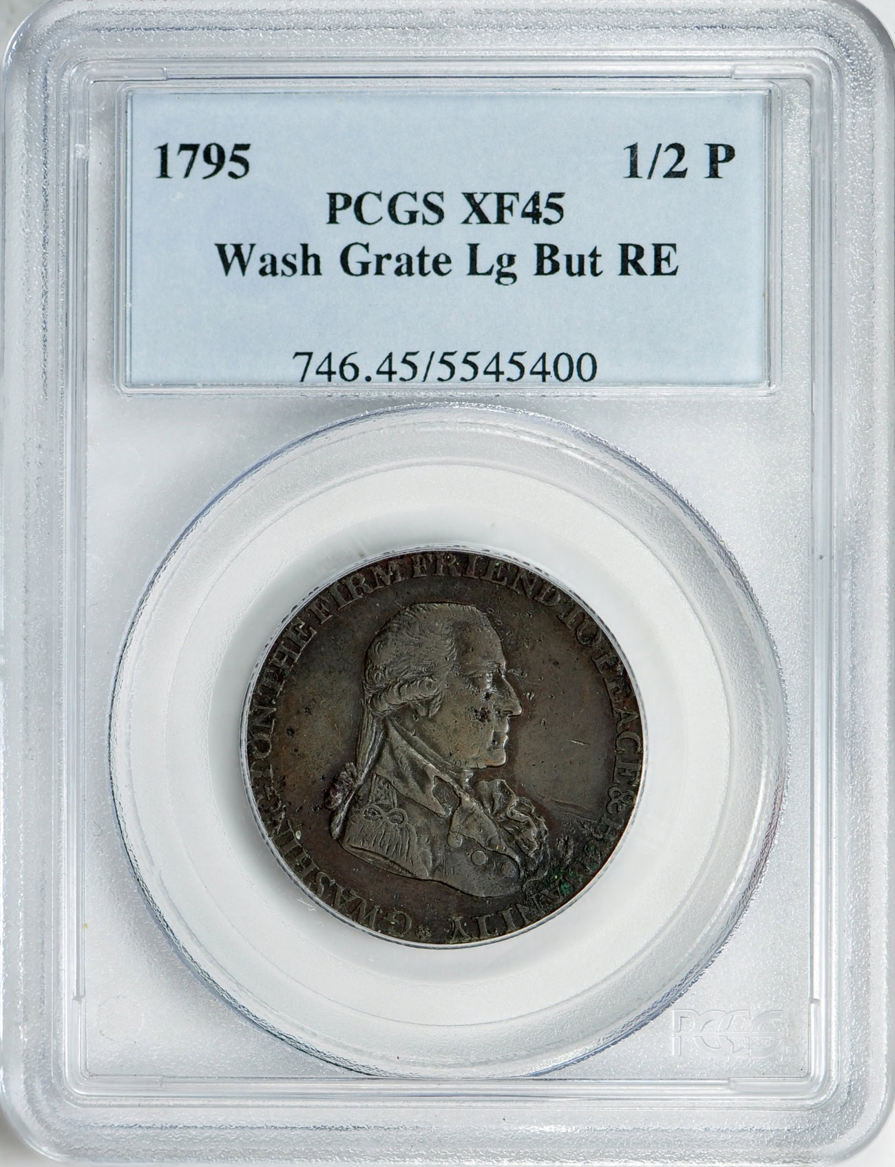 1795 Washington Half Pence Wash Grate Lg But RE PCGS XF-45 BN (Item 51592) | GreatCollections ...