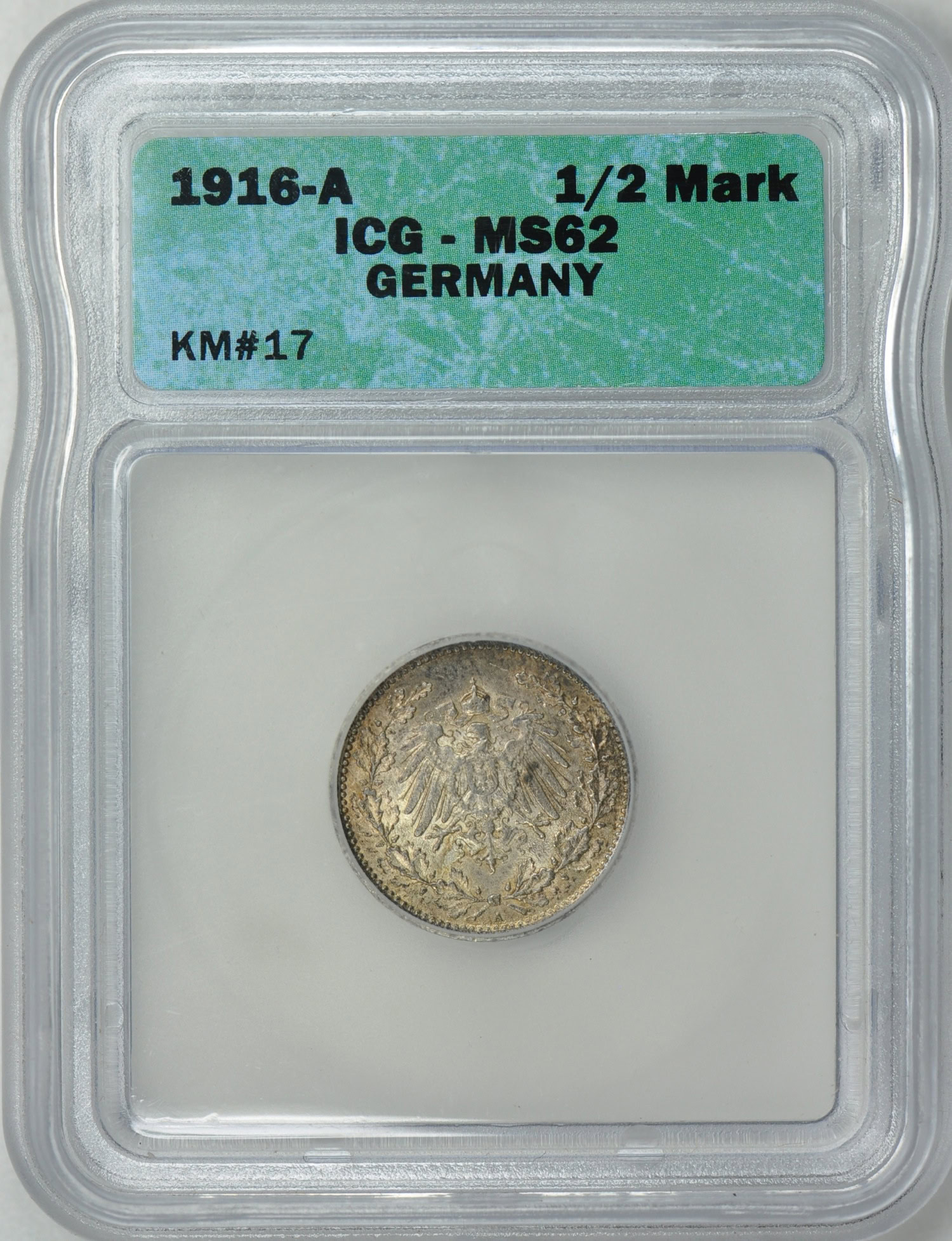 Germany 1916-A Silver Half Mark KM-17 ICG MS-62 (Item 529356 ...
