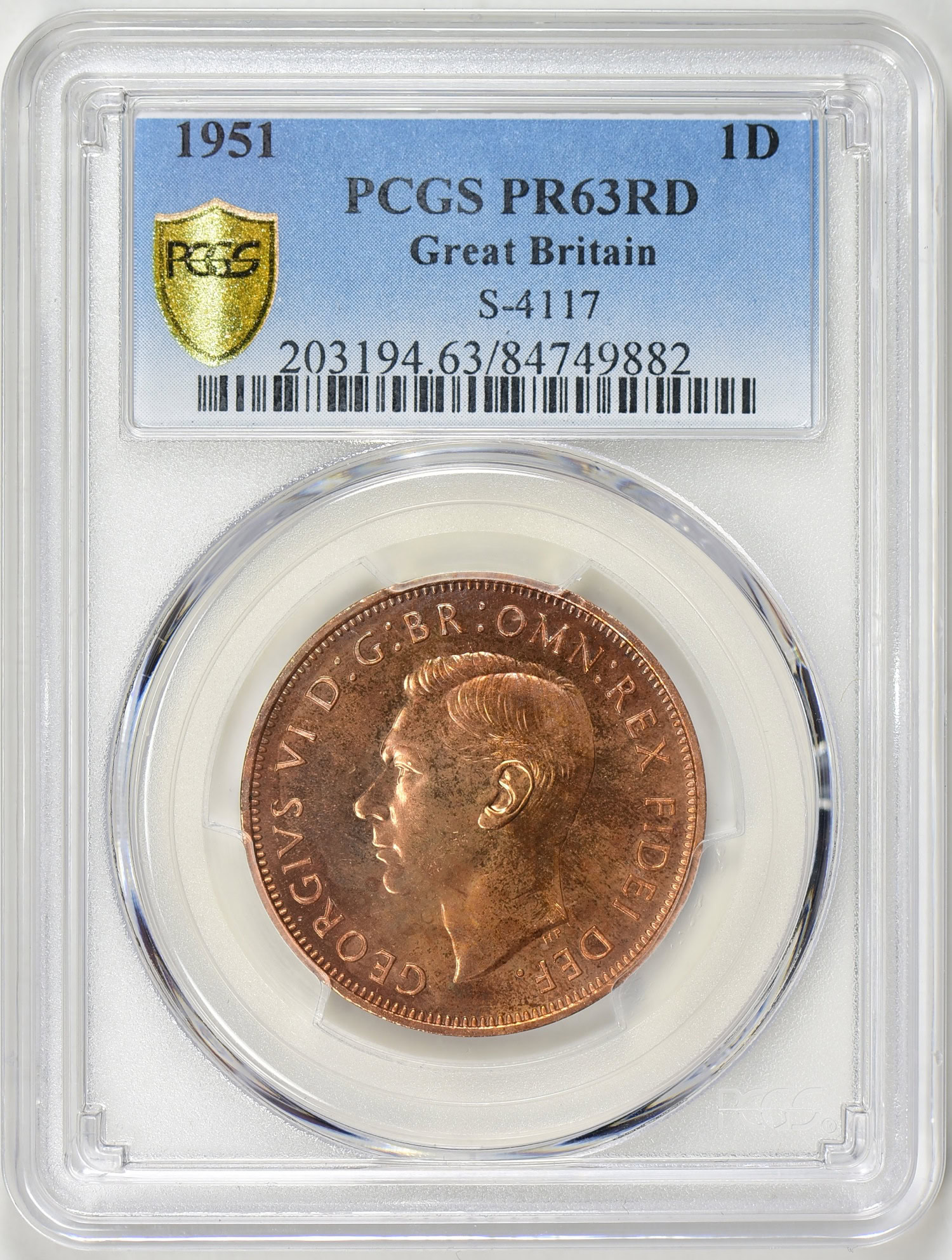 Great Britain 1951 Penny S-4117 PCGS Proof-63 RD (Item 533394 ...