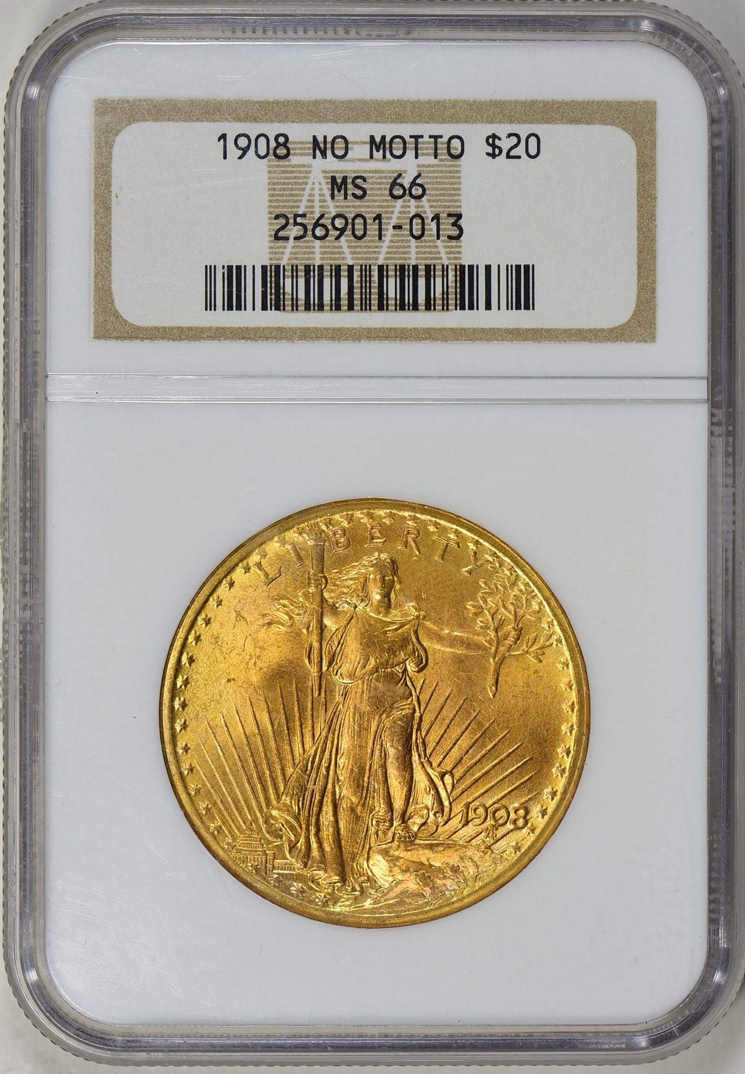 1908 Saint-Gaudens Gold Double Eagle No Motto NGC MS-66 (Item 545383 ...