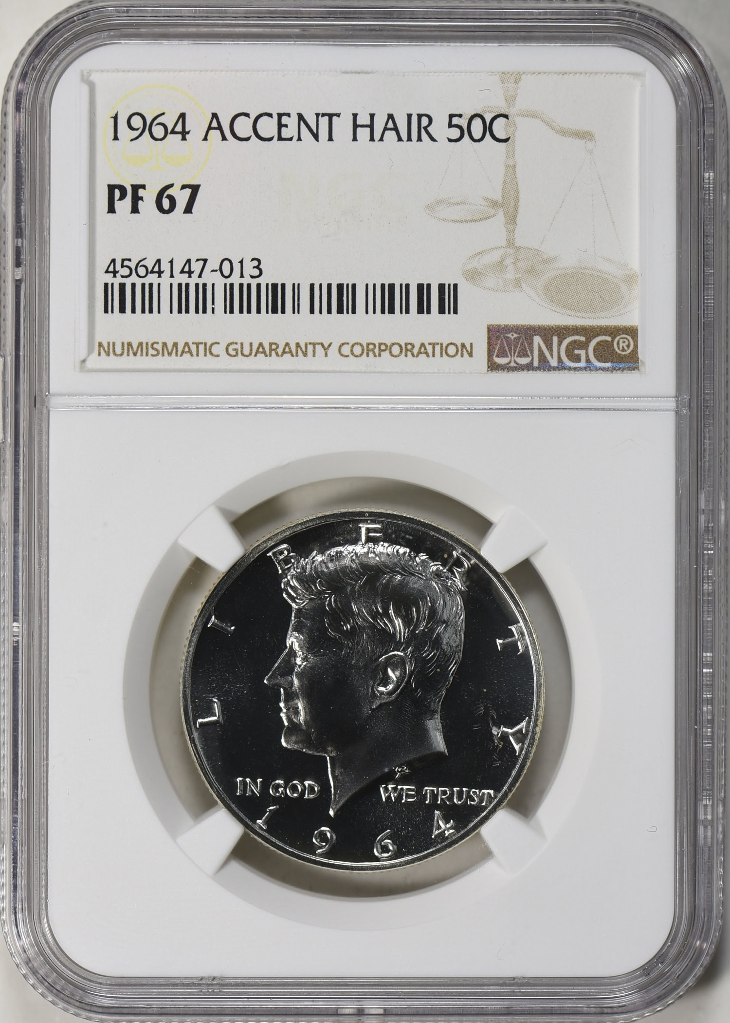 1964 Kennedy Half Dollar Accented Hair NGC Proof-67 (Item 545433 ...