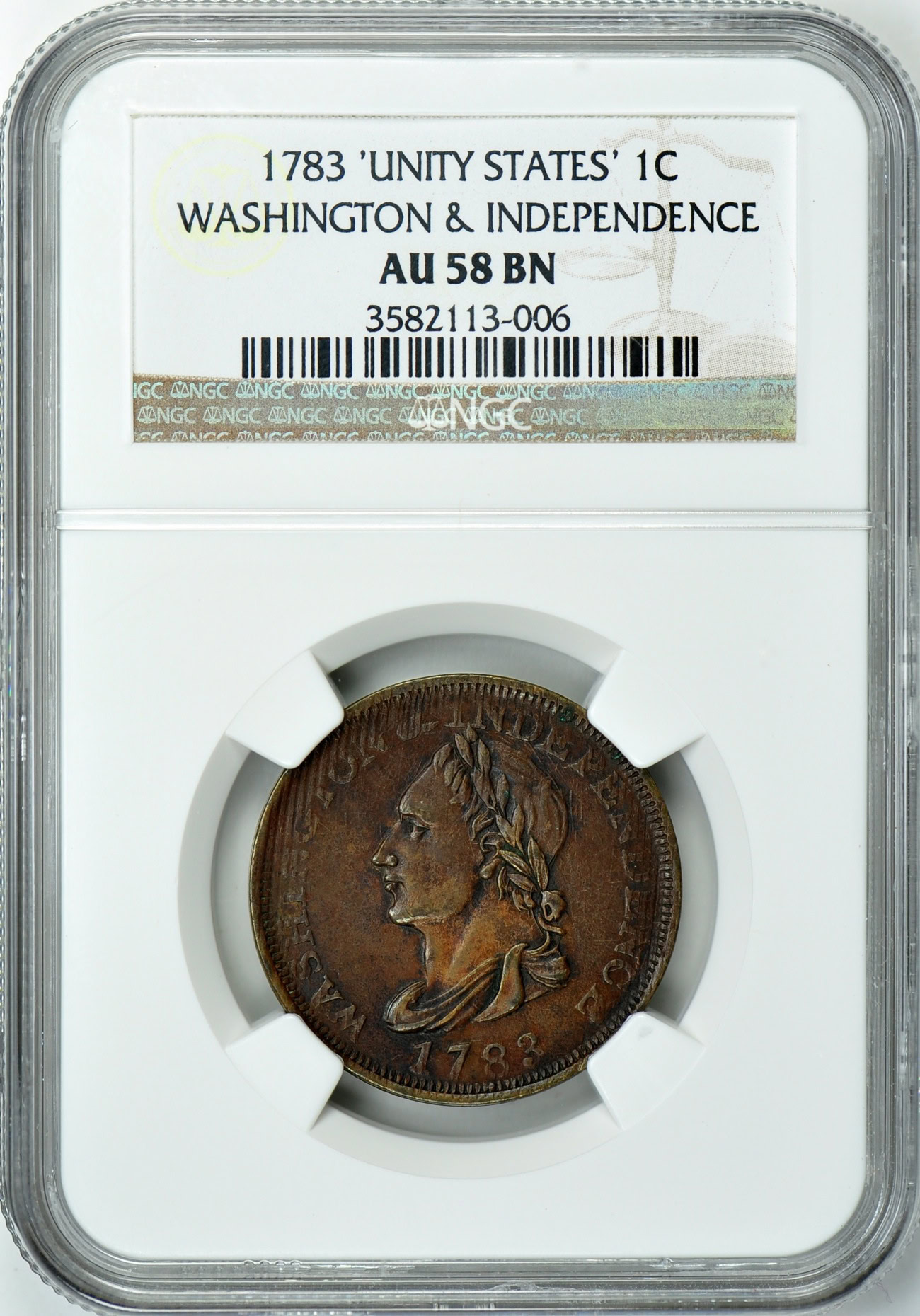 1783 Washington Independence Copper UNITY STATES NGC AU-58 BN (Item ...