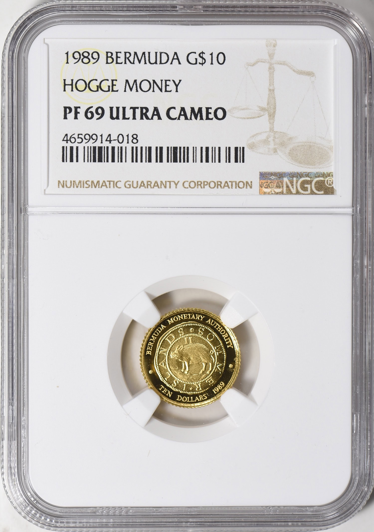 Bermuda 1989 Gold $10 Hogge Money KM-57 NGC Proof-69 Ultra Cameo (AGW ...