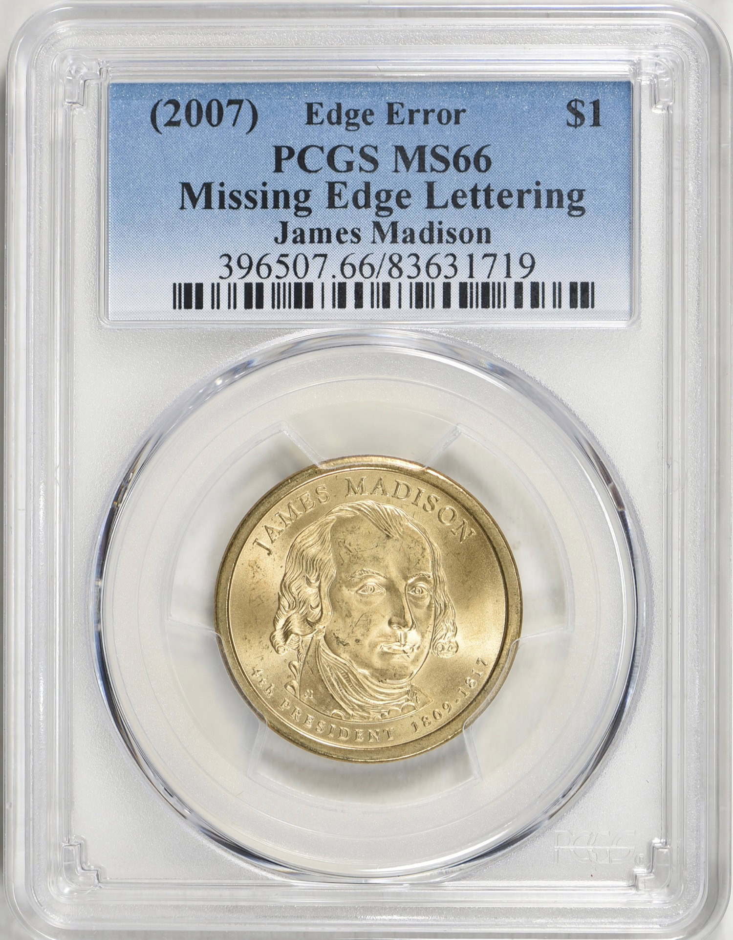 Mint Error (2007) Presidential Dollar James Madison - Missing Edge ...