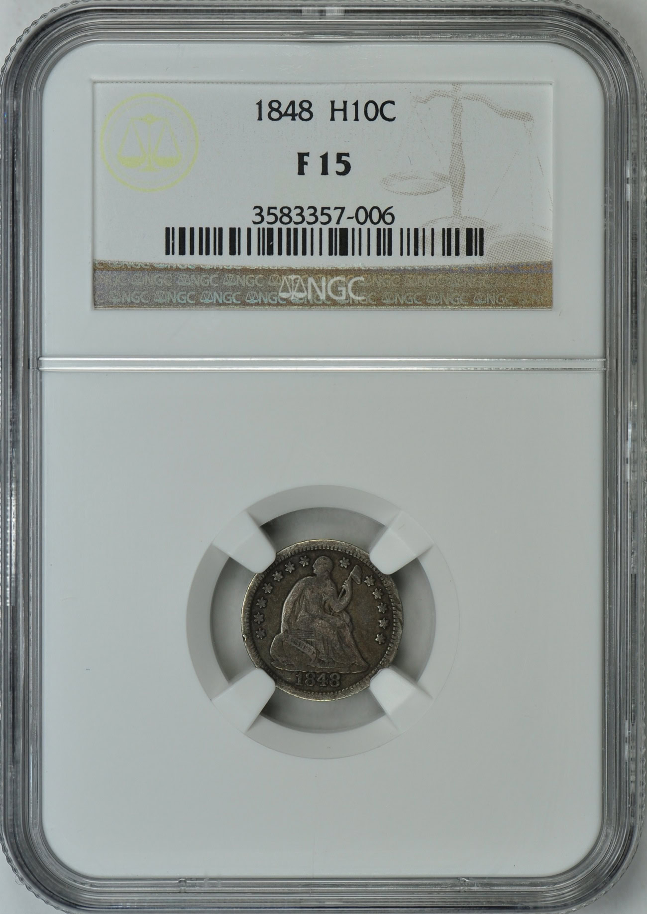1848 Seated Liberty Half Dime NGC F-15 (Item 57173) | GreatCollections ...