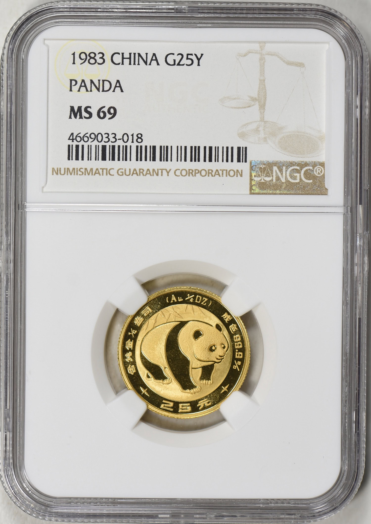 China 1983 Gold 25 Yuan Panda NGC MS-69 (AGW = 0.25 oz.) (Item 572353 ...
