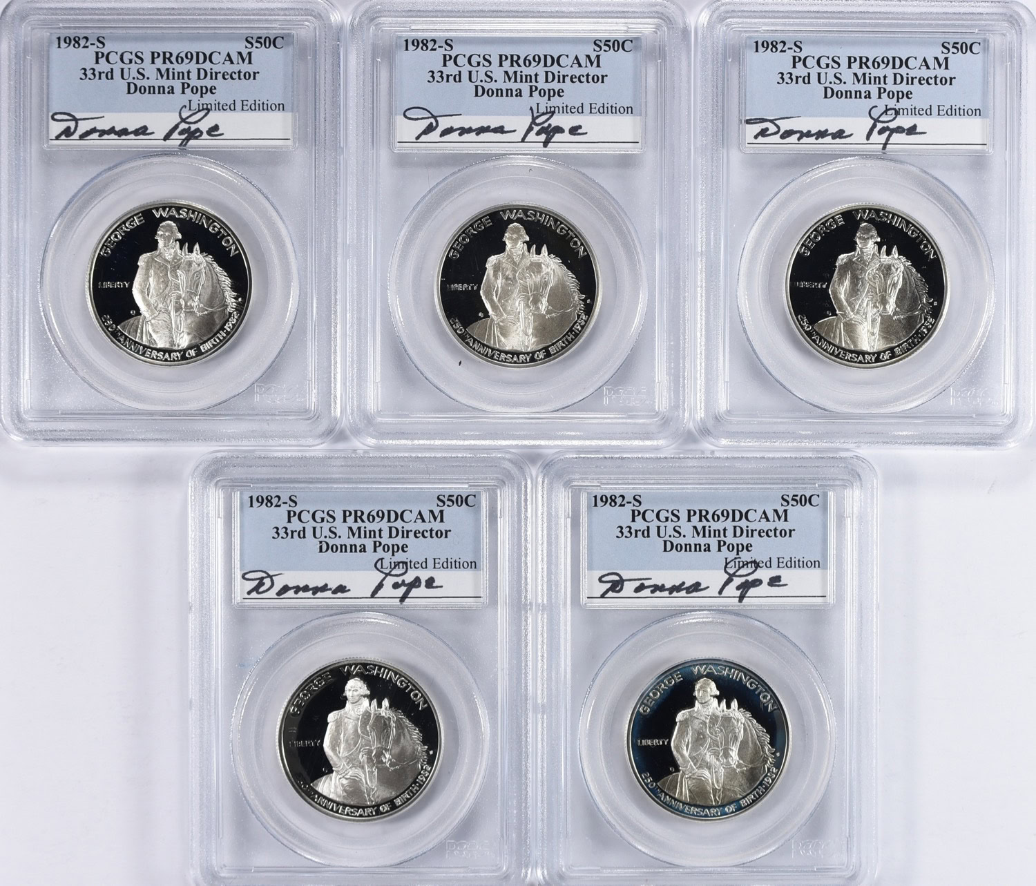 1982-S George Washington 250th Anniversary of Birth Silver Half Dollar ...