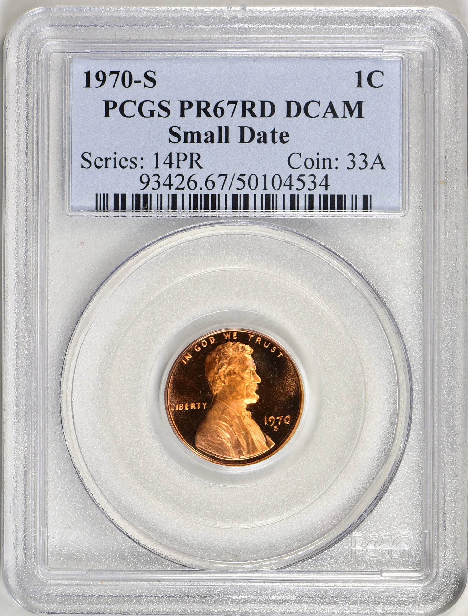 1970-S Lincoln Cent Small Date PCGS Proof-67 DCAM (Item 575896 ...