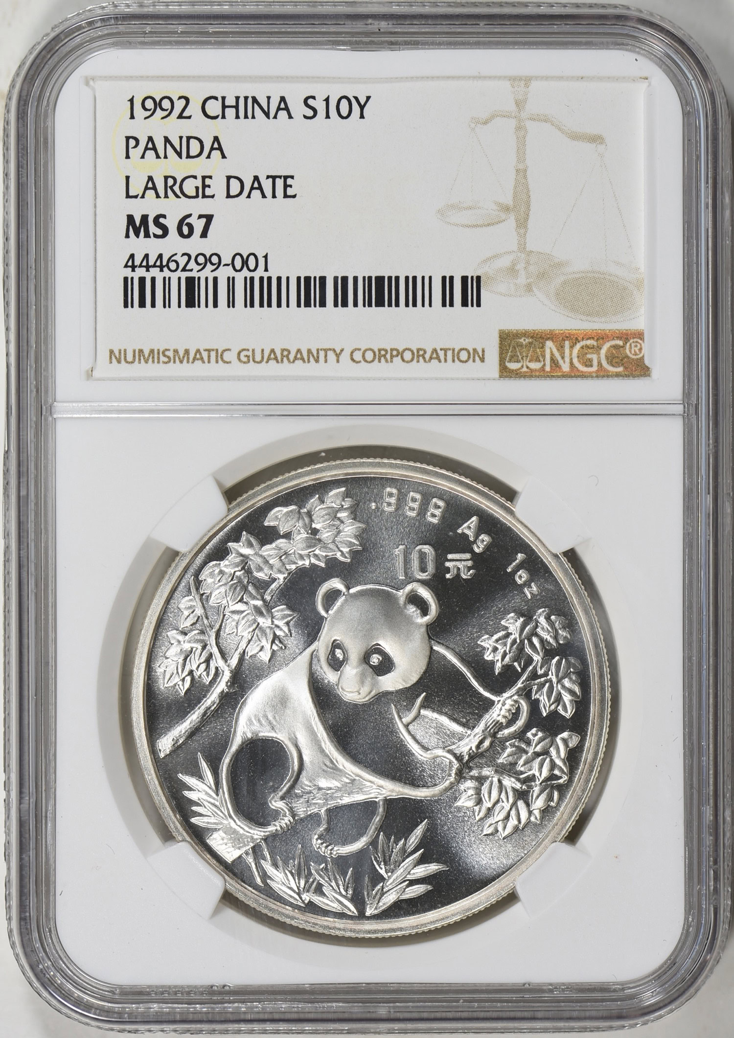 China 1992 Silver 10 Yuan Panda Large Date KM-397 NGC MS-67 (Item ...