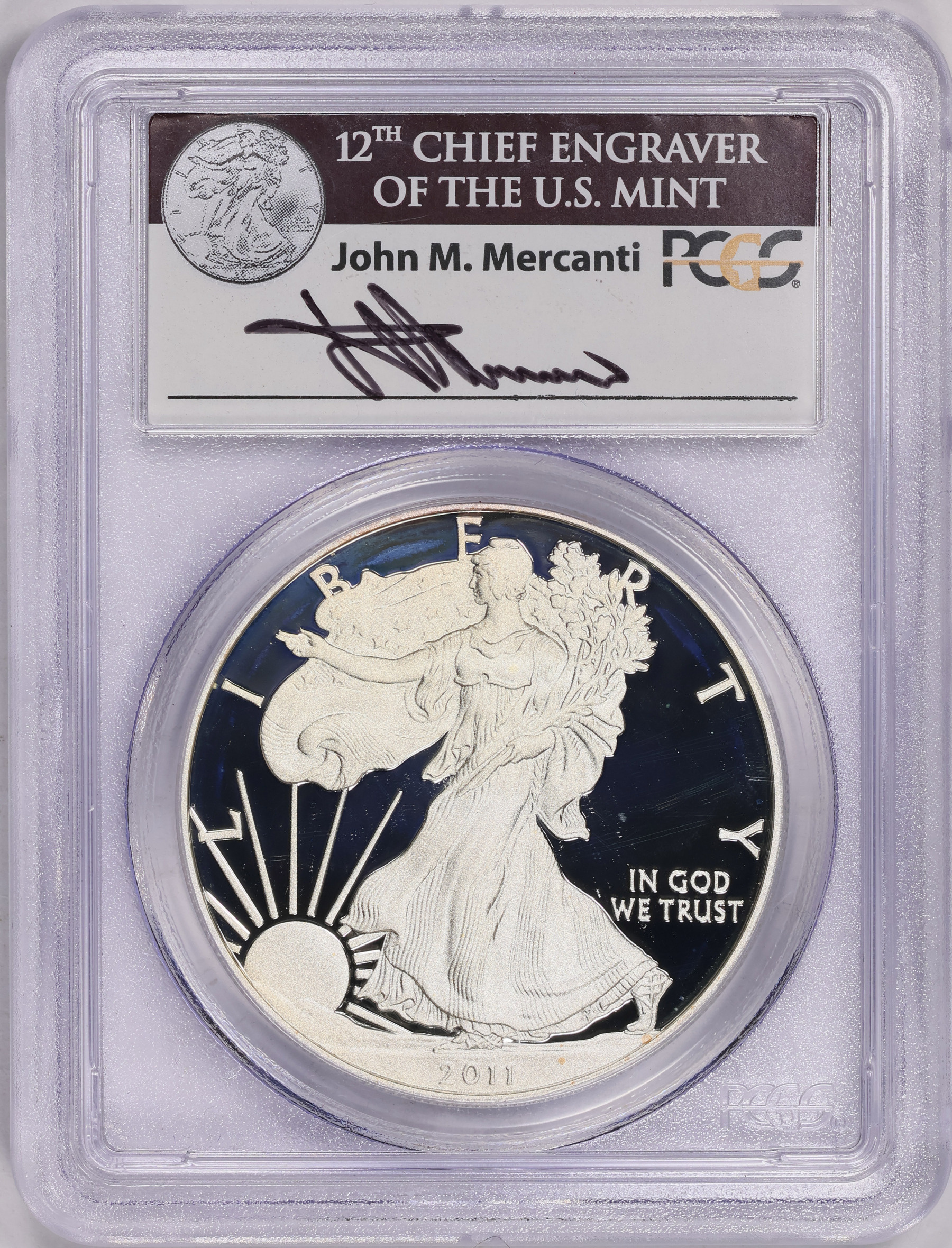 2011-W $1 Silver Eagle 25th Anniversary First Strike PCGS Proof-70 DCAM (Mercanti Signed Label ...