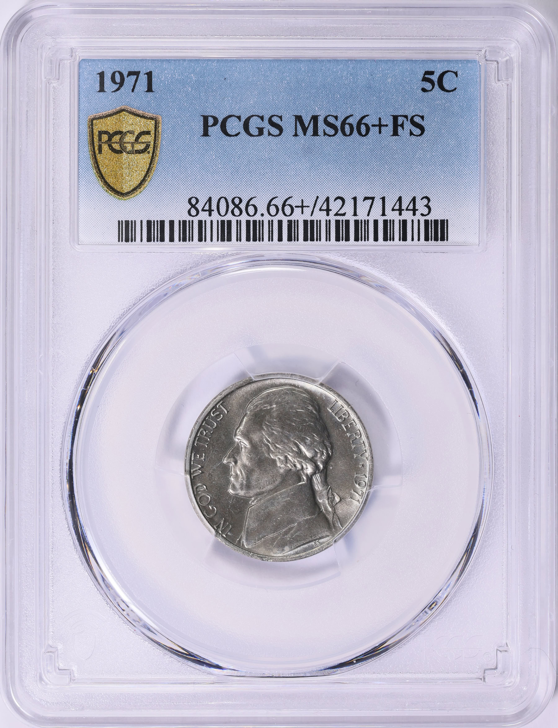 1971 Jefferson Nickel PCGS MS-66+ FS (Item 602174) | GreatCollections ...