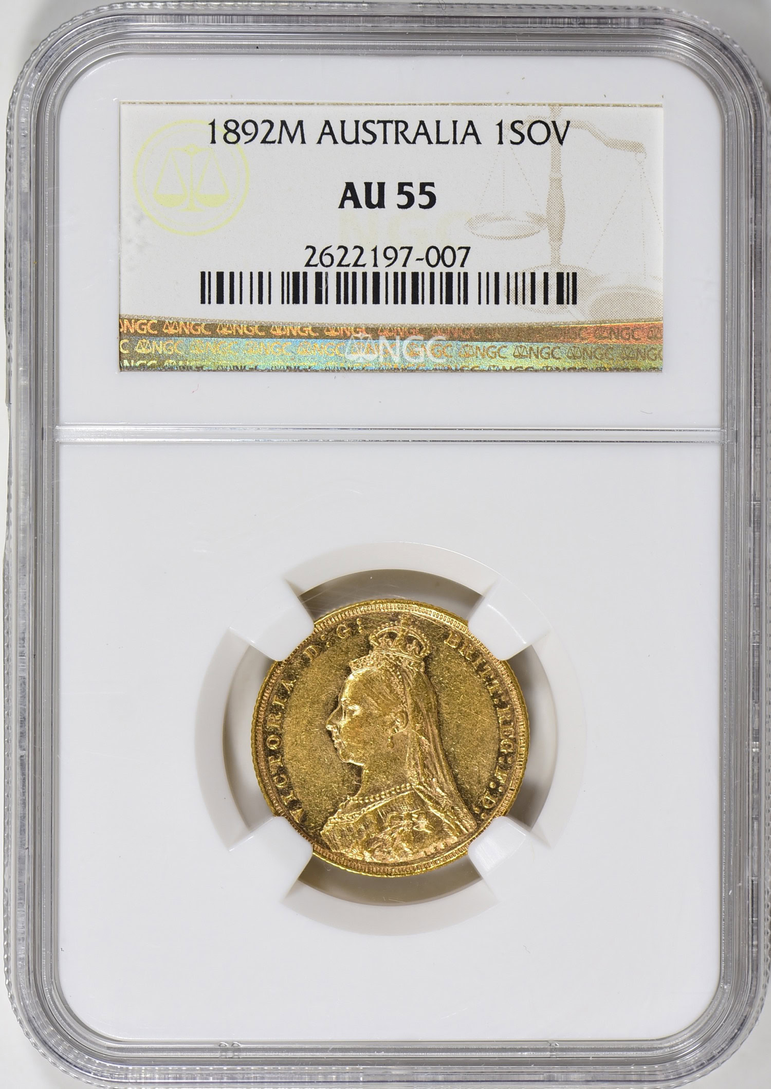 Australia 1892-M Gold Sovereign NGC AU-55 (AGW = 0.2355 oz.) | NGC Cert ...