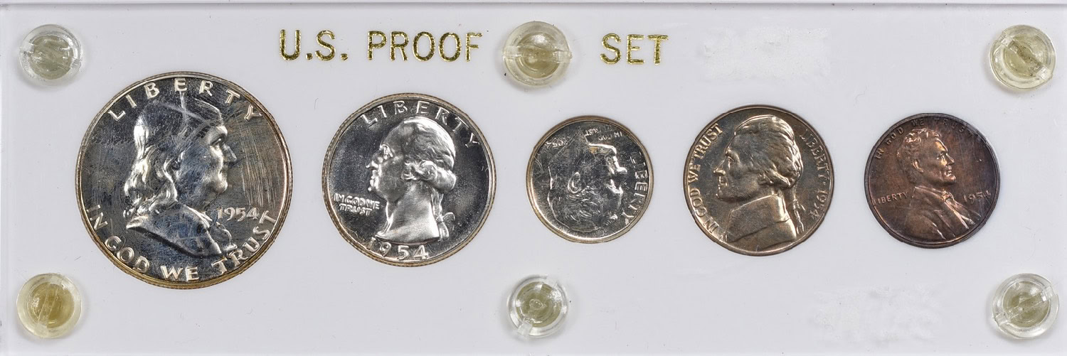 1954 1c-50c U.S. Mint Proof Set Uncertified in Capital Plastics Holder ...