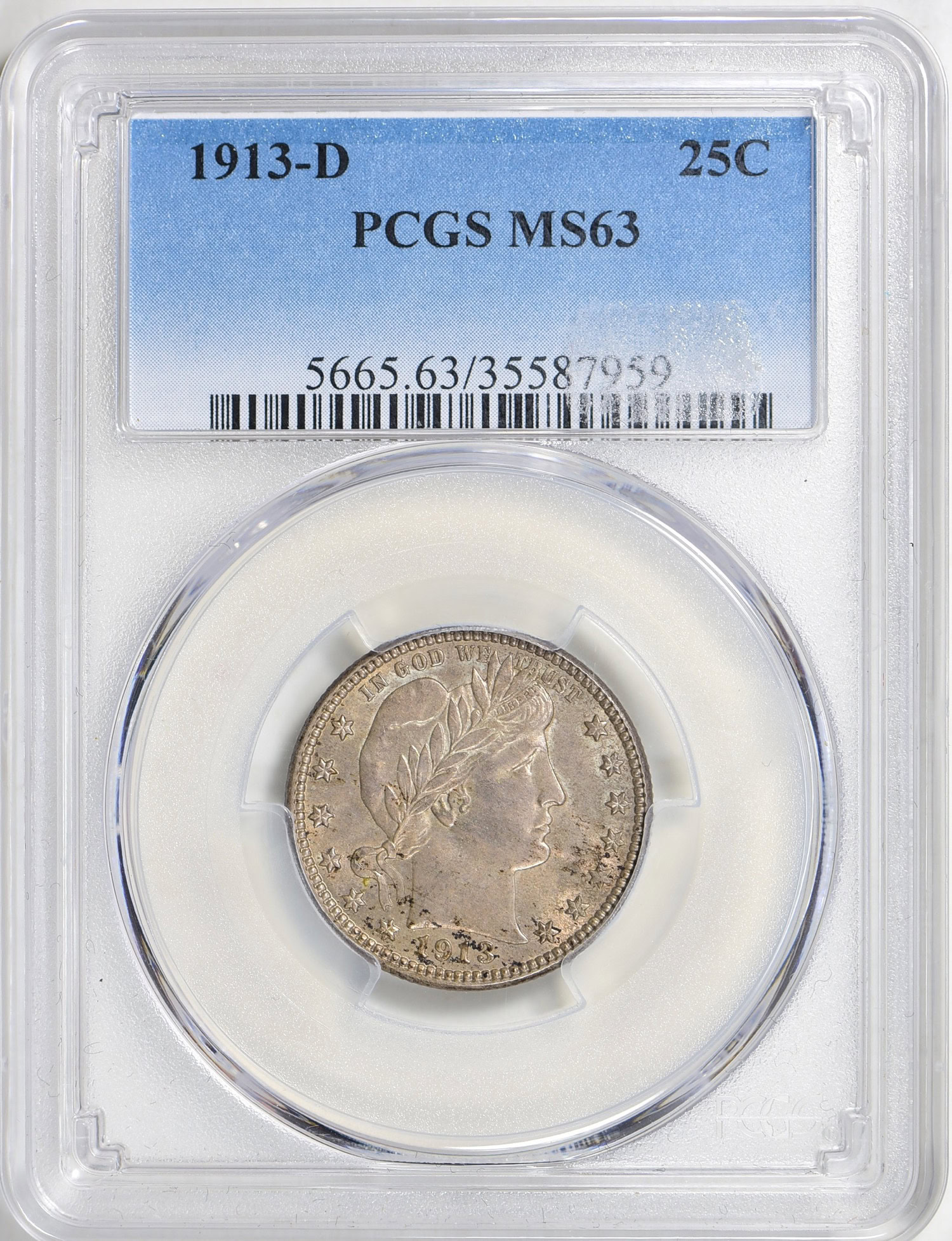 1913-D Barber Quarter PCGS MS-63 (Item 628689) | GreatCollections Coin ...