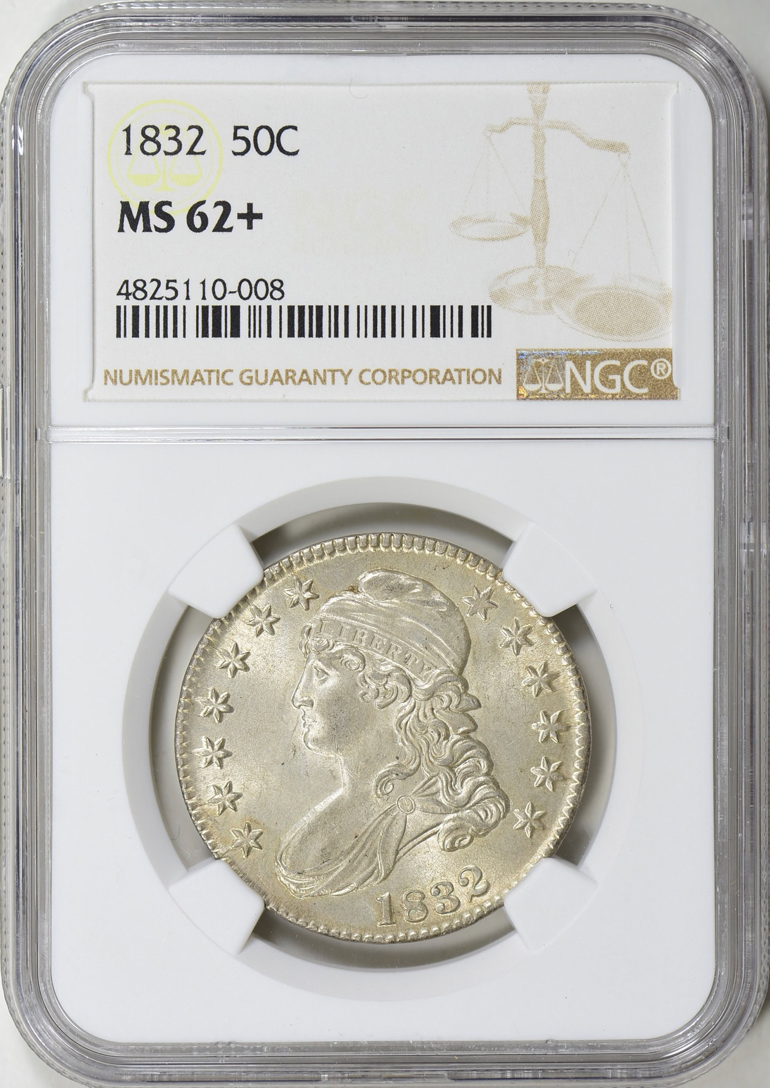 1832 Capped Bust Half Dollar NGC MS-62+ (Item 632212 ...