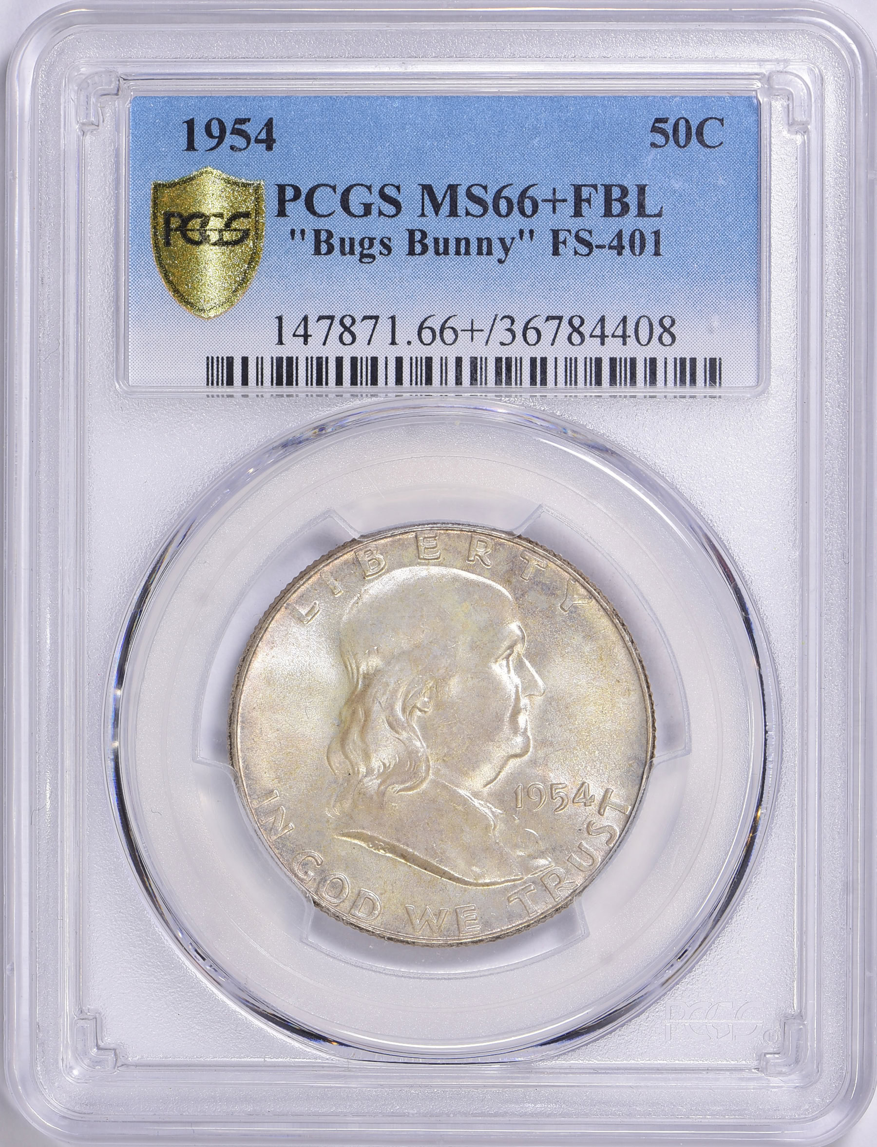 1954 Franklin Half Dollar Bugs Bunny FS-401 PCGS MS-66+ FBL (Item ...