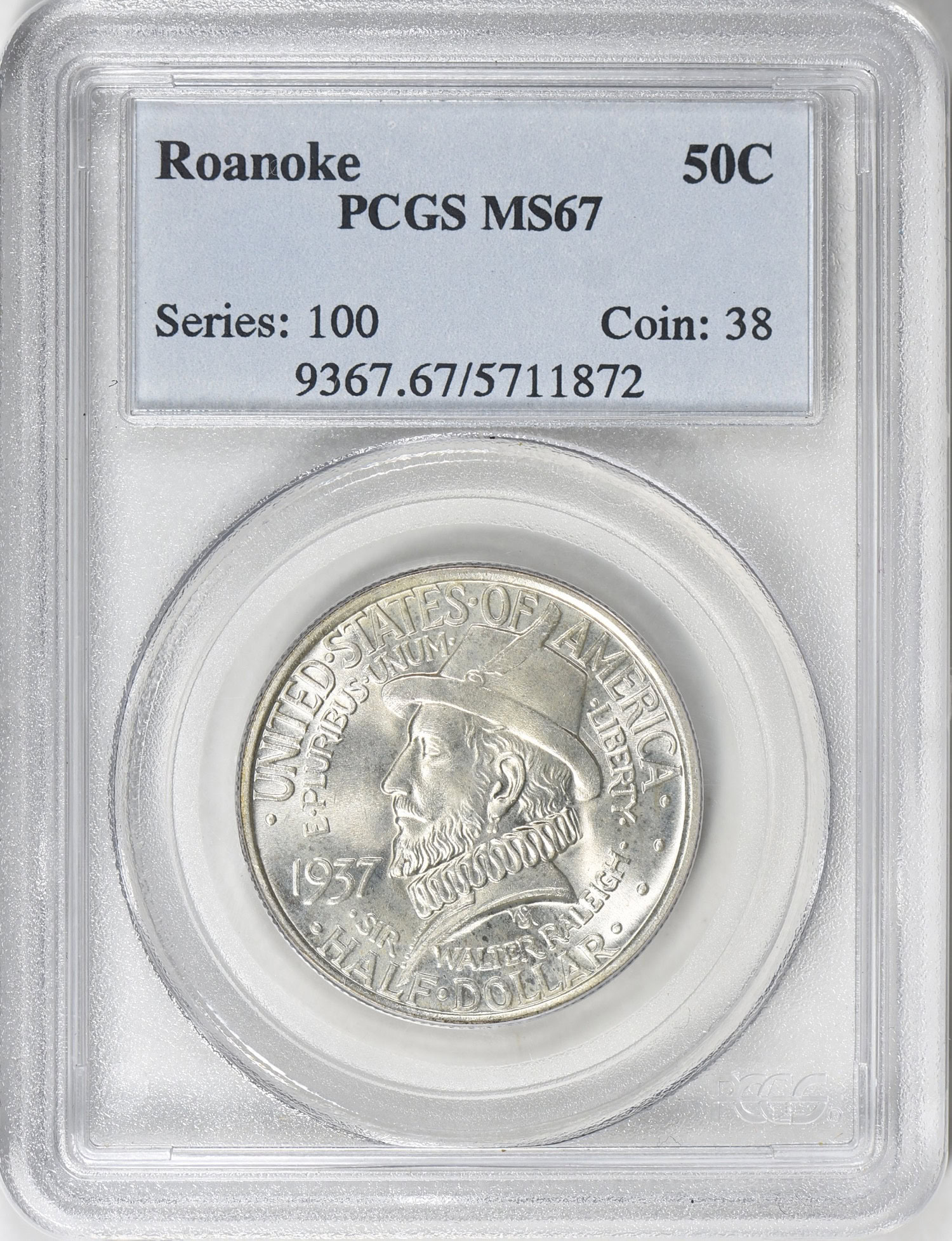1937 Roanoke Island, North Carolina, 350th Anniversary Half Dollar PCGS ...