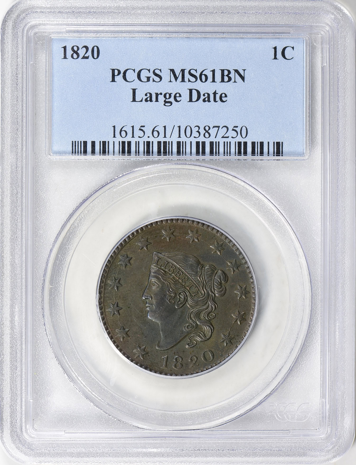 1820 Matron Cent Large Date PCGS MS-61 BN (Item 649582 ...