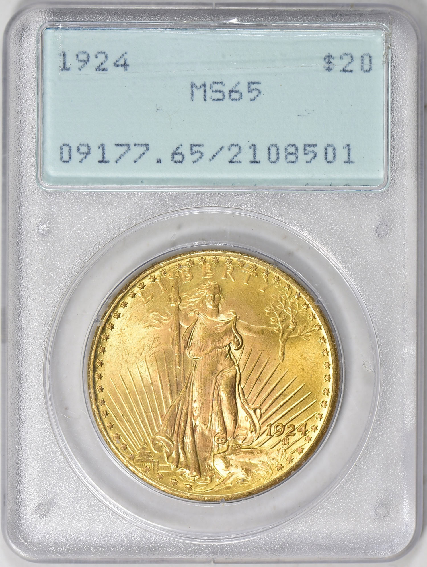 1924 Saint-Gaudens Gold Double Eagle PCGS MS-65 OGH (1st Gen) (Item 671850) | GreatCollections ...