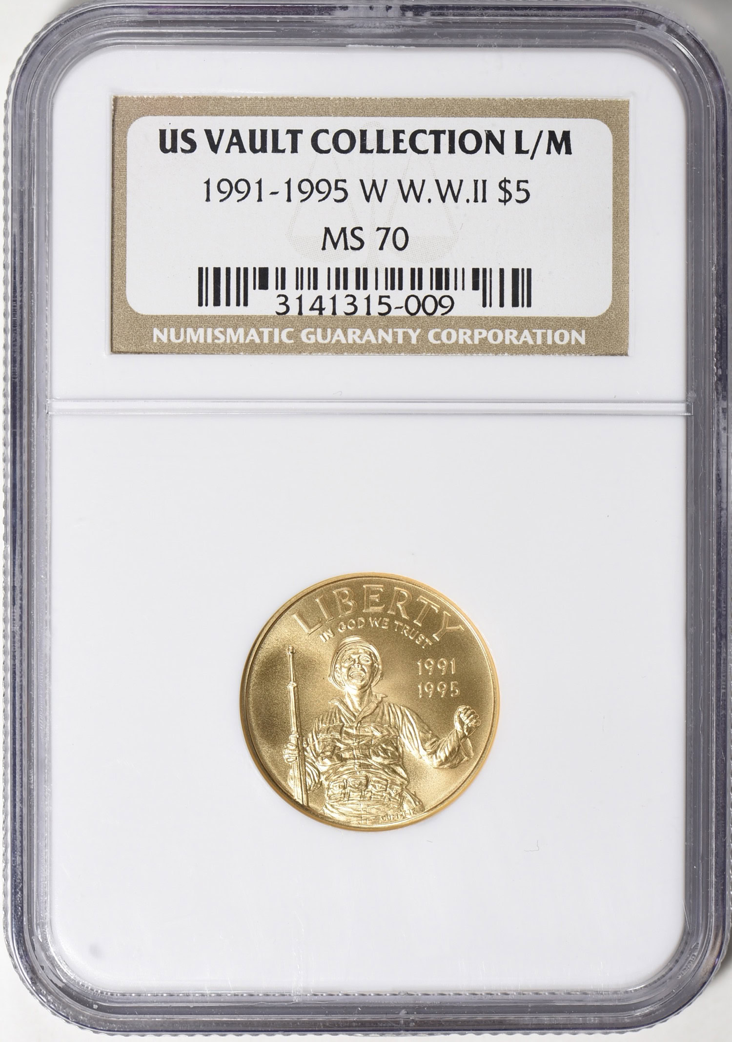 1991-95-W 50th Anniversary of World War II Gold $5 NGC MS-70 (US Vault ...