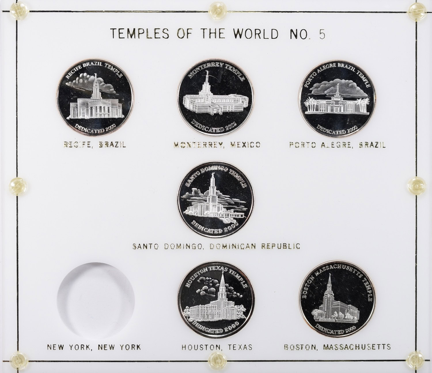 ND Silver 1 oz. Mormon Temples of The World #5 Medals Set Uncertified ...