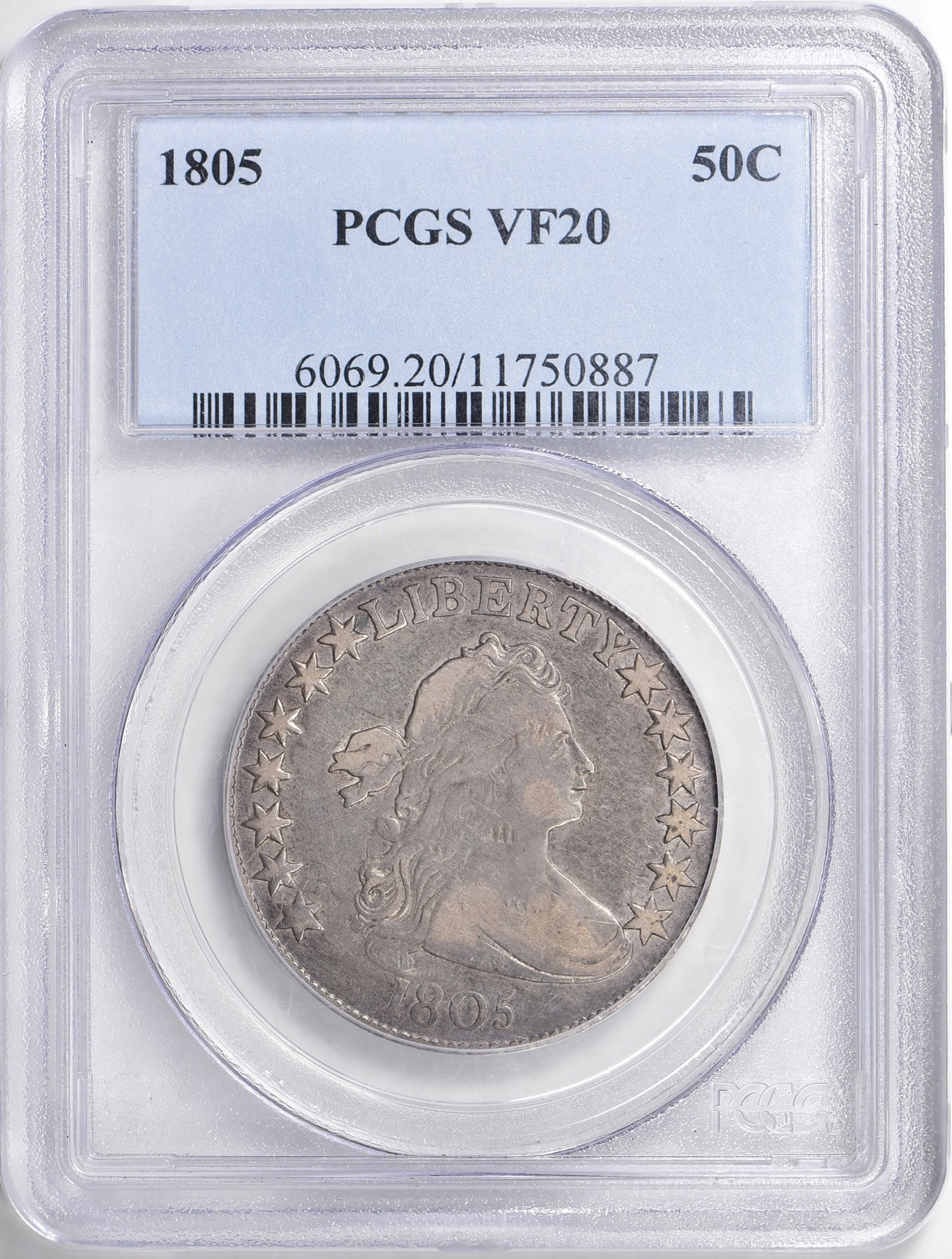 1805 Draped Bust Half Dollar PCGS VF-20 (Item 685897) | GreatCollections Coin Auctions