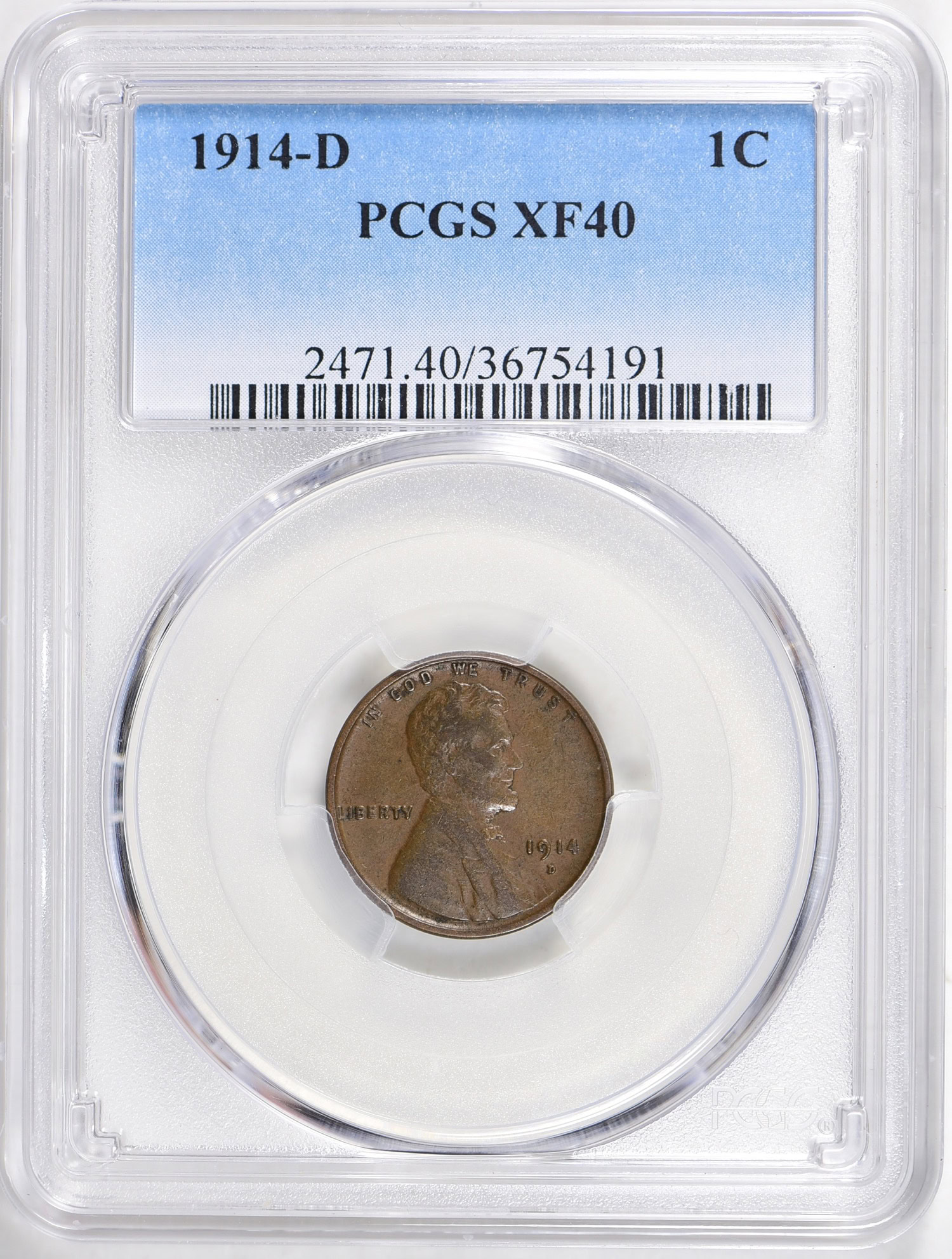 1914-D Lincoln Cent PCGS XF-40 BN (Item 687028) | GreatCollections Coin Auctions