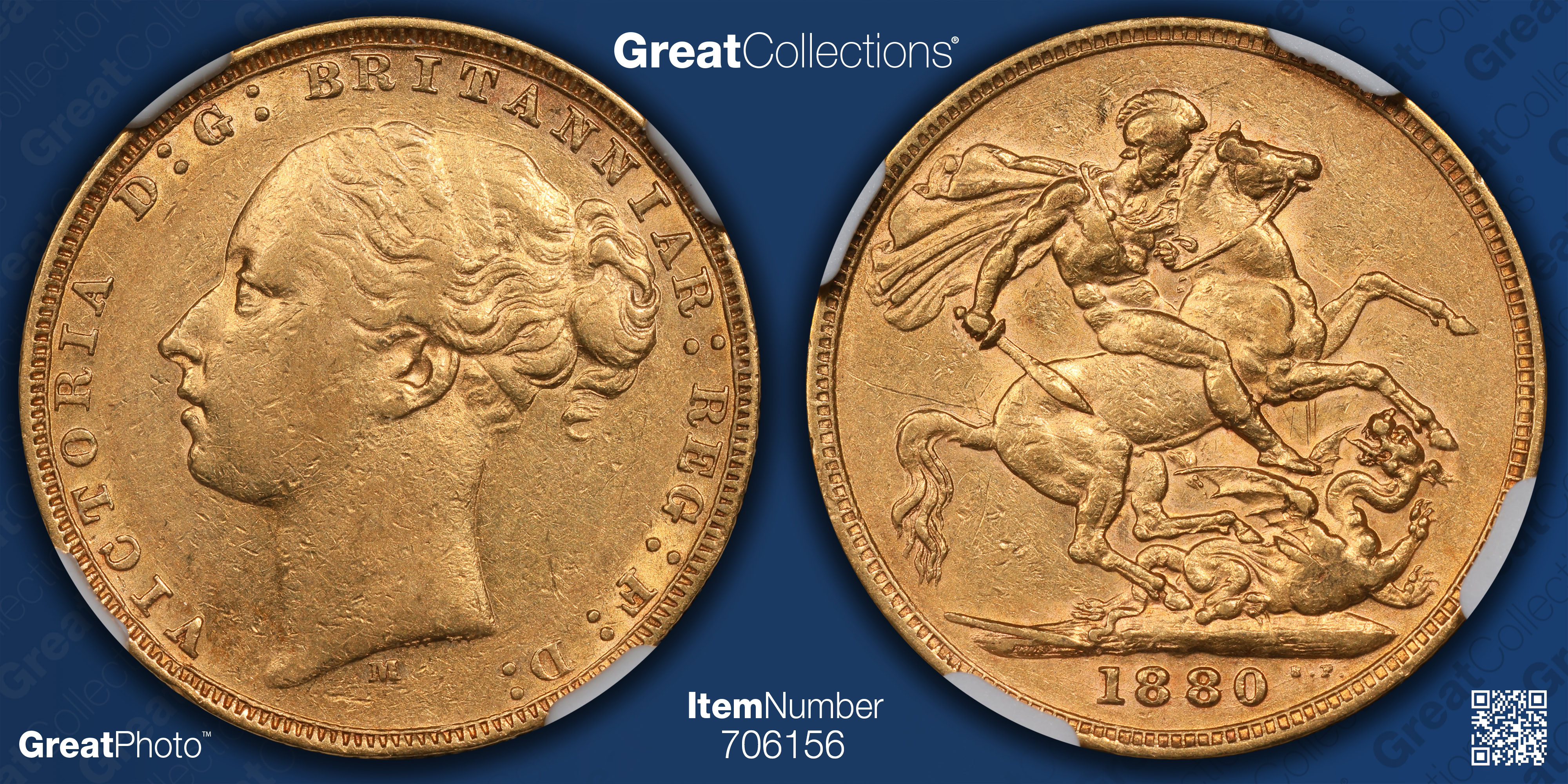 Australia 1880-M Gold Sovereign St. George KM-7 NGC AU-53 (AGW = 0.2355 ...