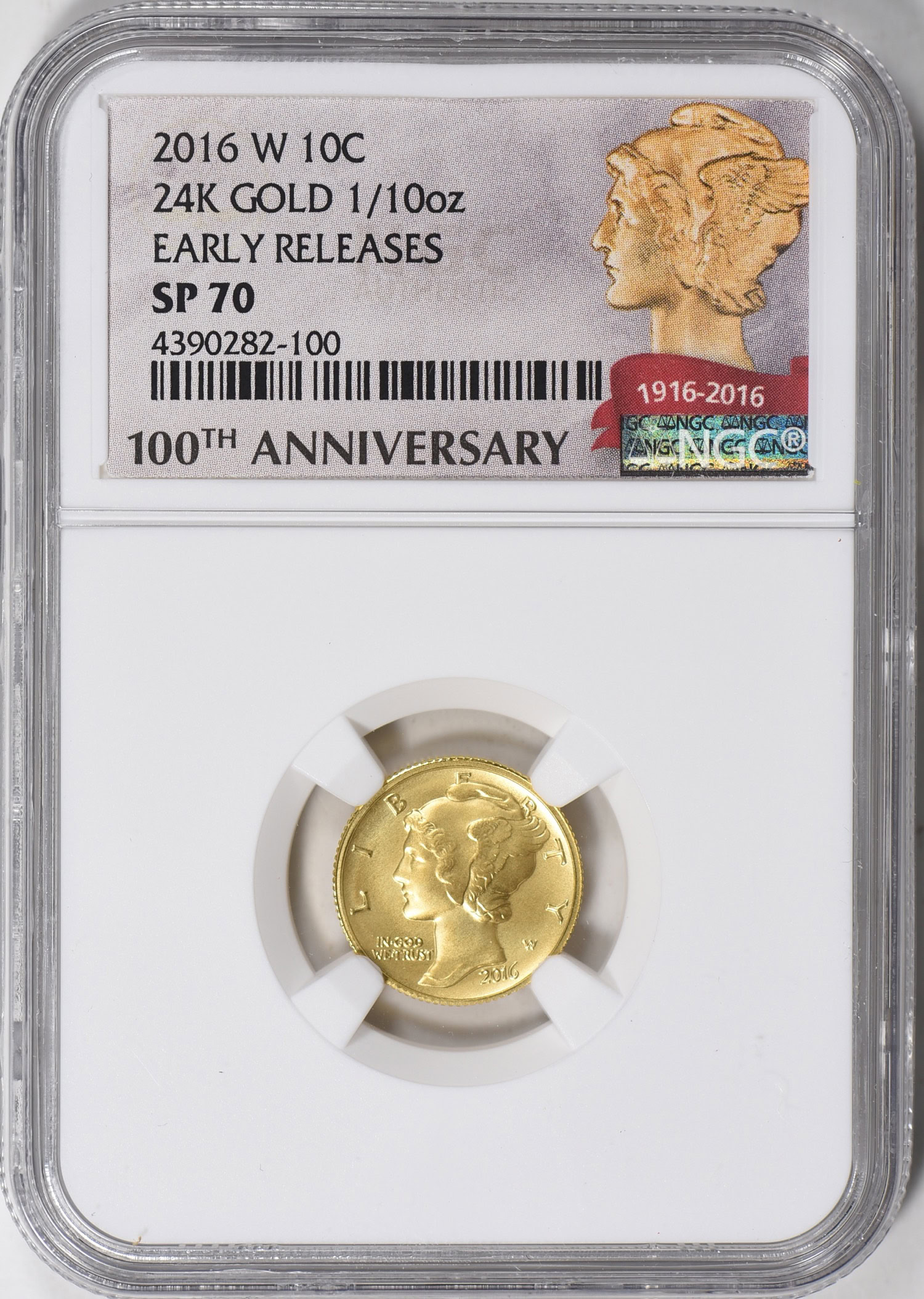 2016-W Gold Mercury Dime 100th Anniversary. Early Releases NGC SP-70 ...