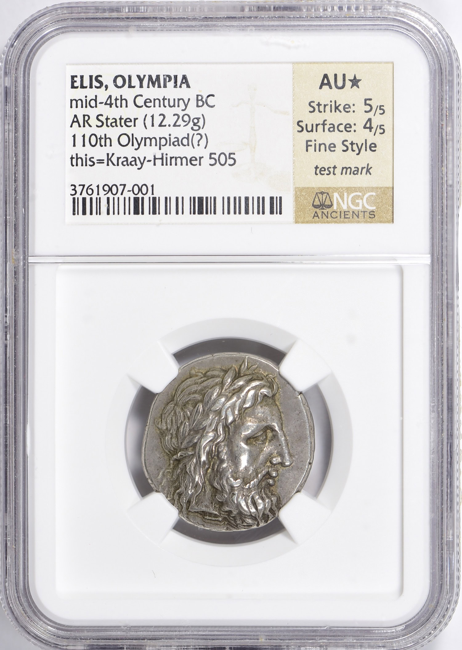 Ancient Elis, Olympia c.mid-4th Century B.C. AR Stater (12.29 gms ...